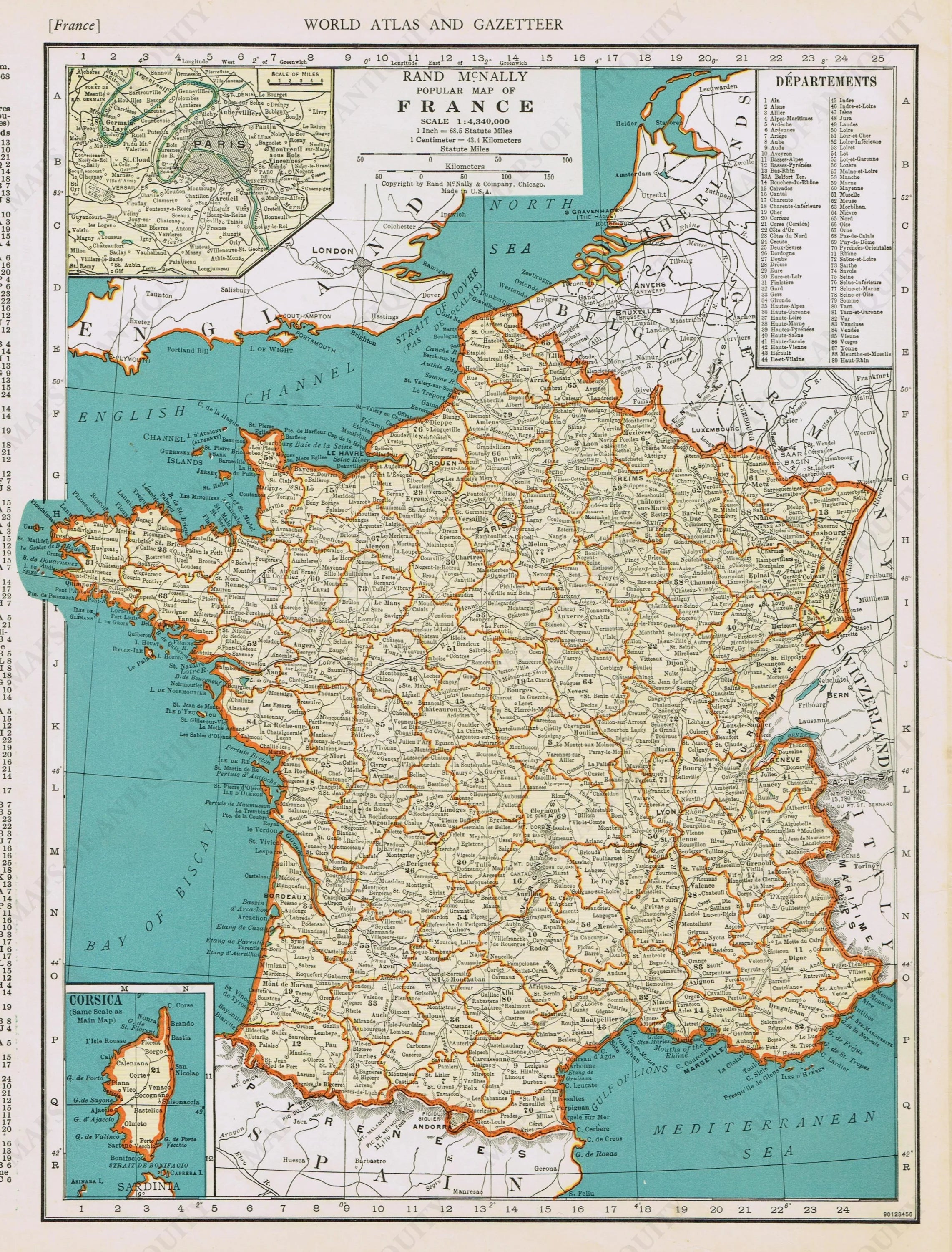 1940 Genuine Antique Map Popular Map of France – Maps of Antiquity