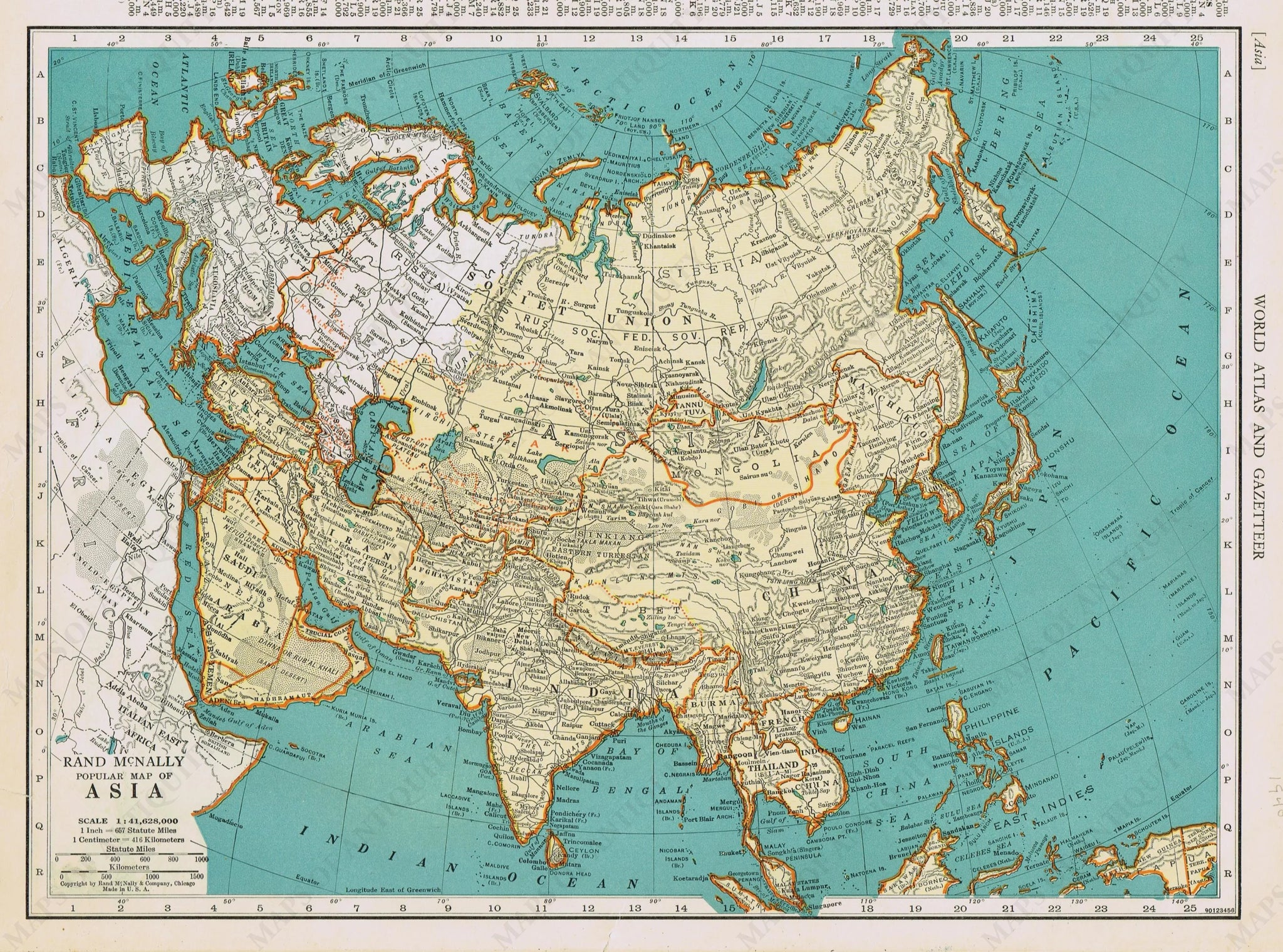 Map Of Asia 1940 Bartholomew's General Map Of Asia (circa 1940 1949)"