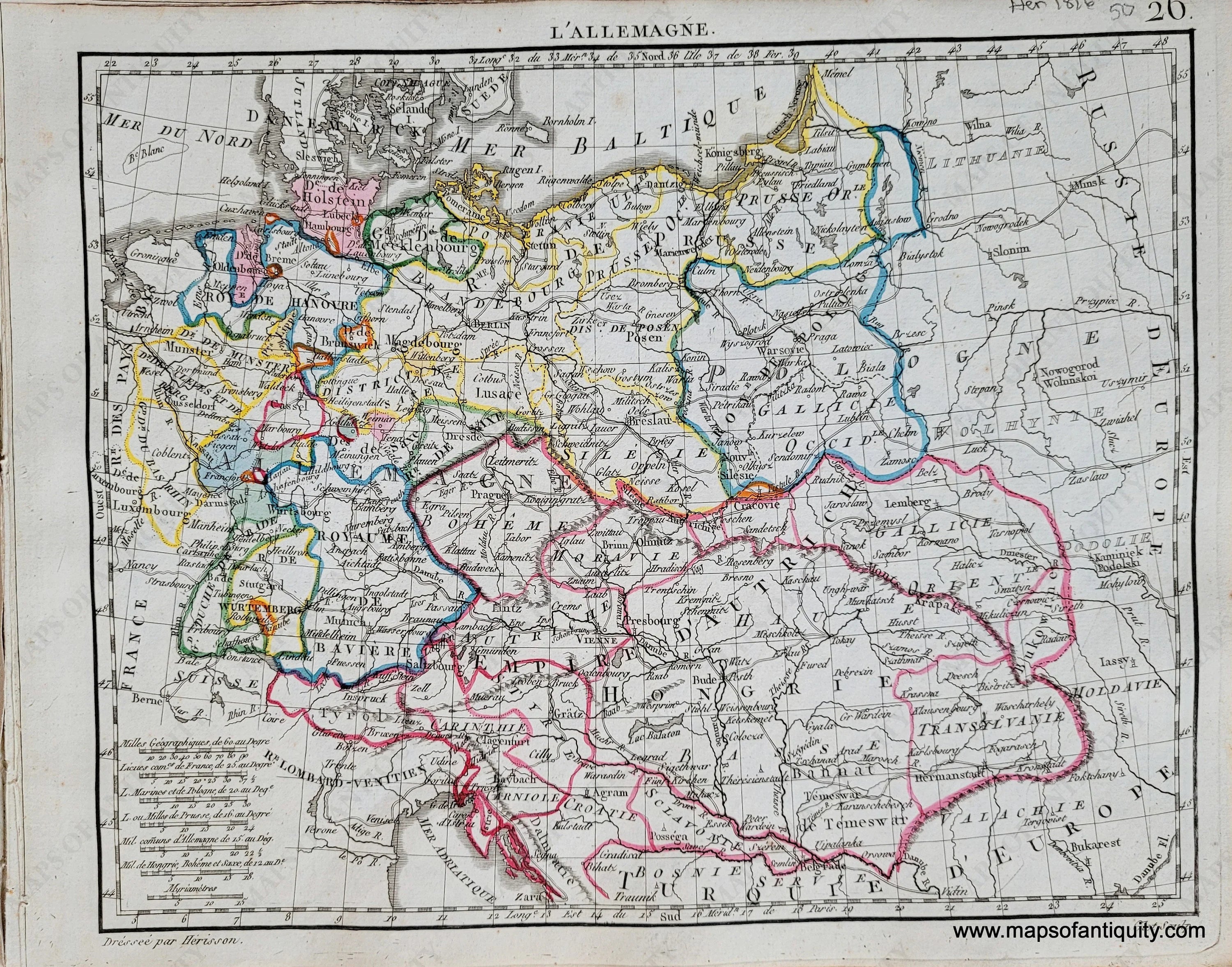 1816 Genuine Antique Map German Empire - L'Allemagne – Maps of Antiquity