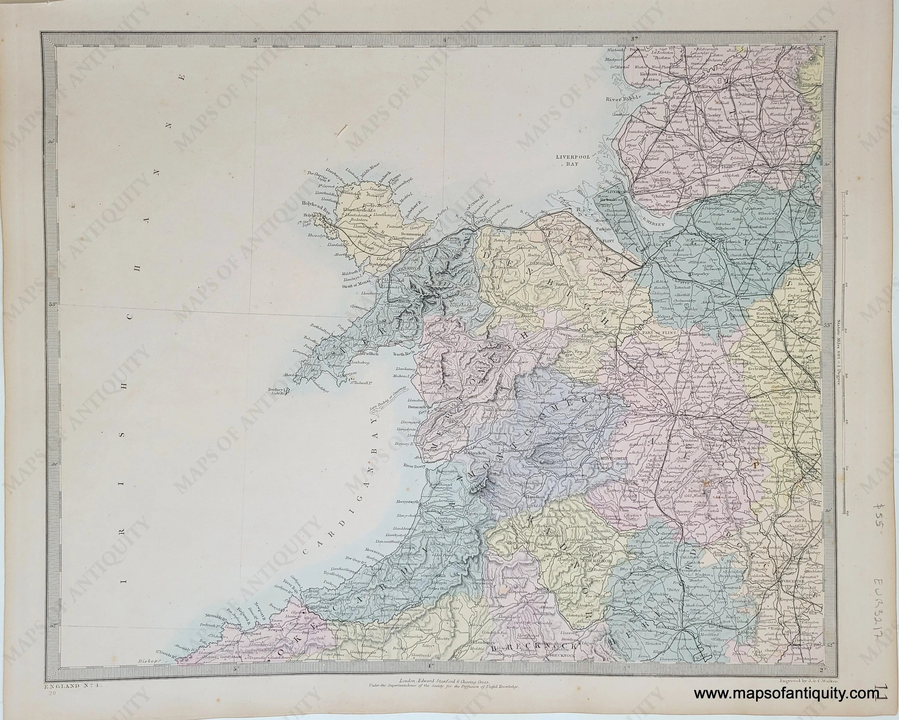 1860 Genuine Antique Map England and Wales in six sheets, sheet 4 ...