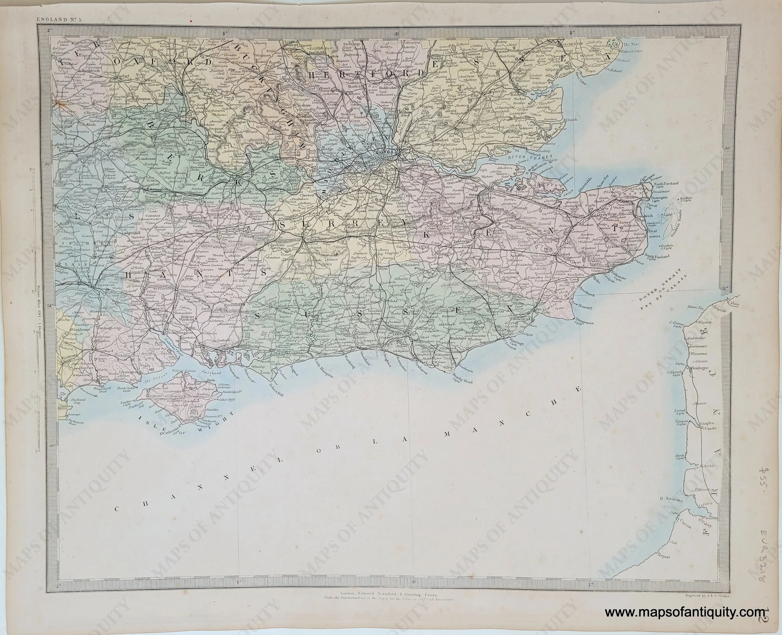 1860 Genuine Antique Map England and Wales in six sheets, sheet 5 ...