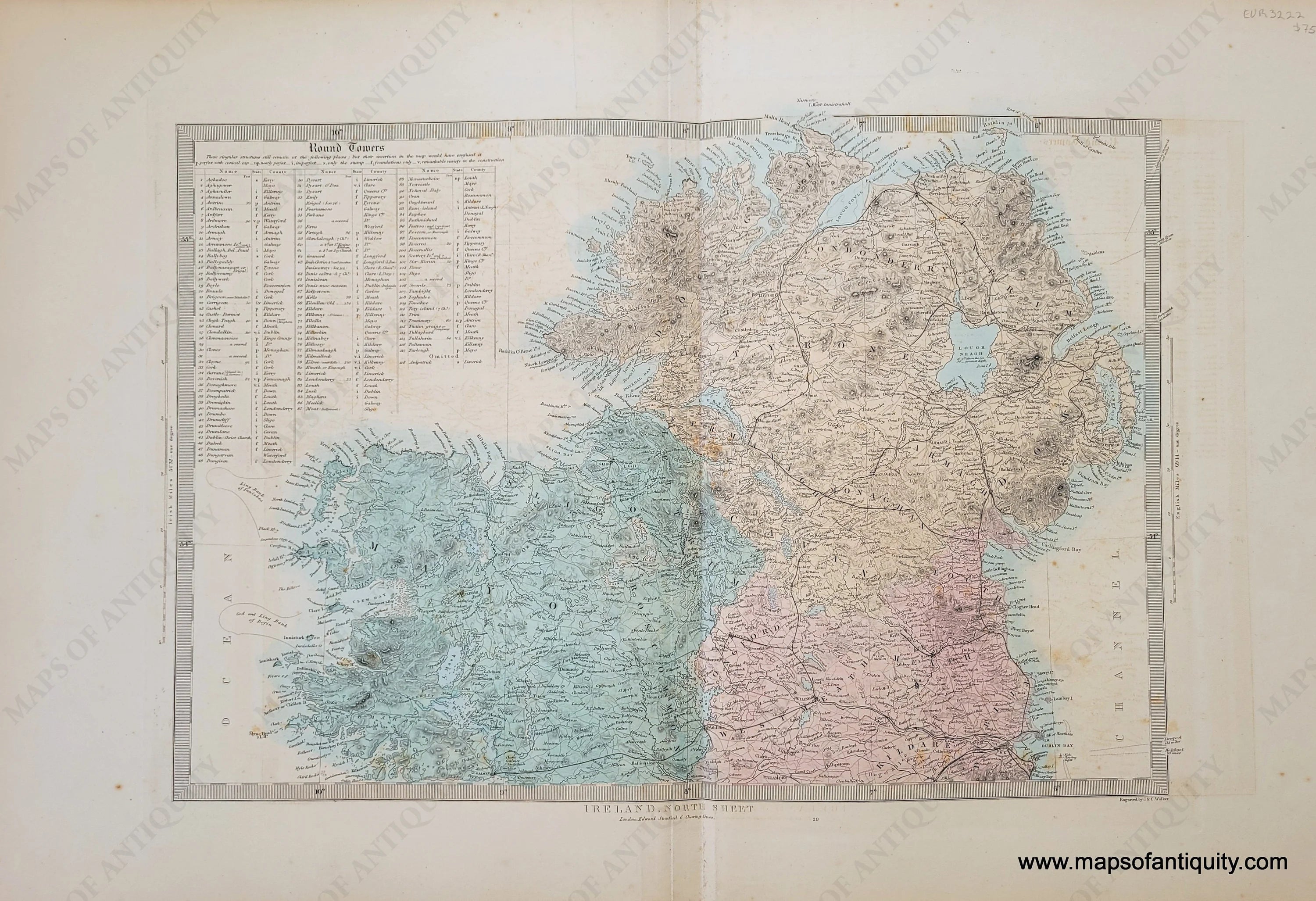 1860 Genuine Antique Map Ireland, North Sheet – Maps of Antiquity