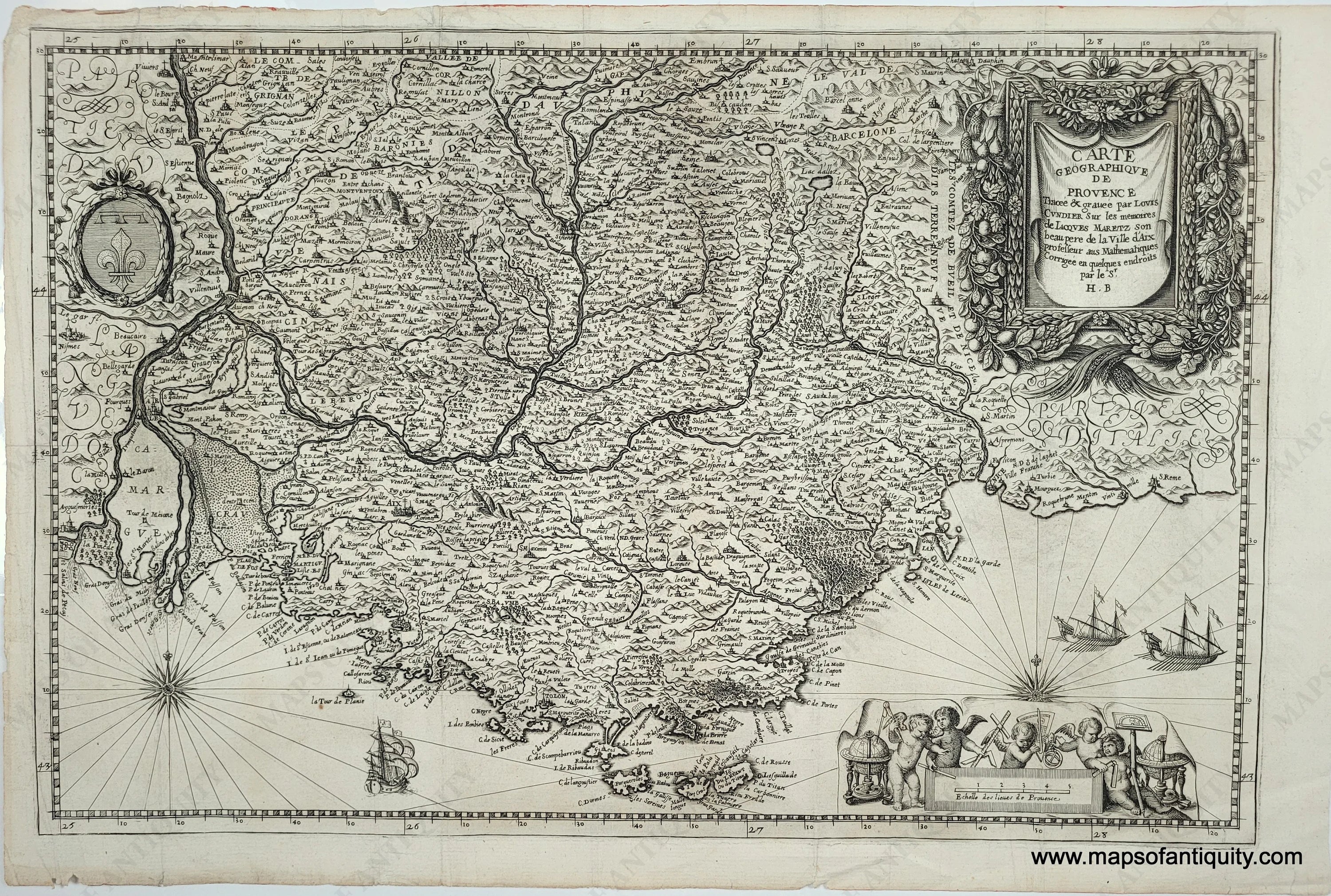1640 Genuine Antique Map French Riviera - Carte Geographique de ...
