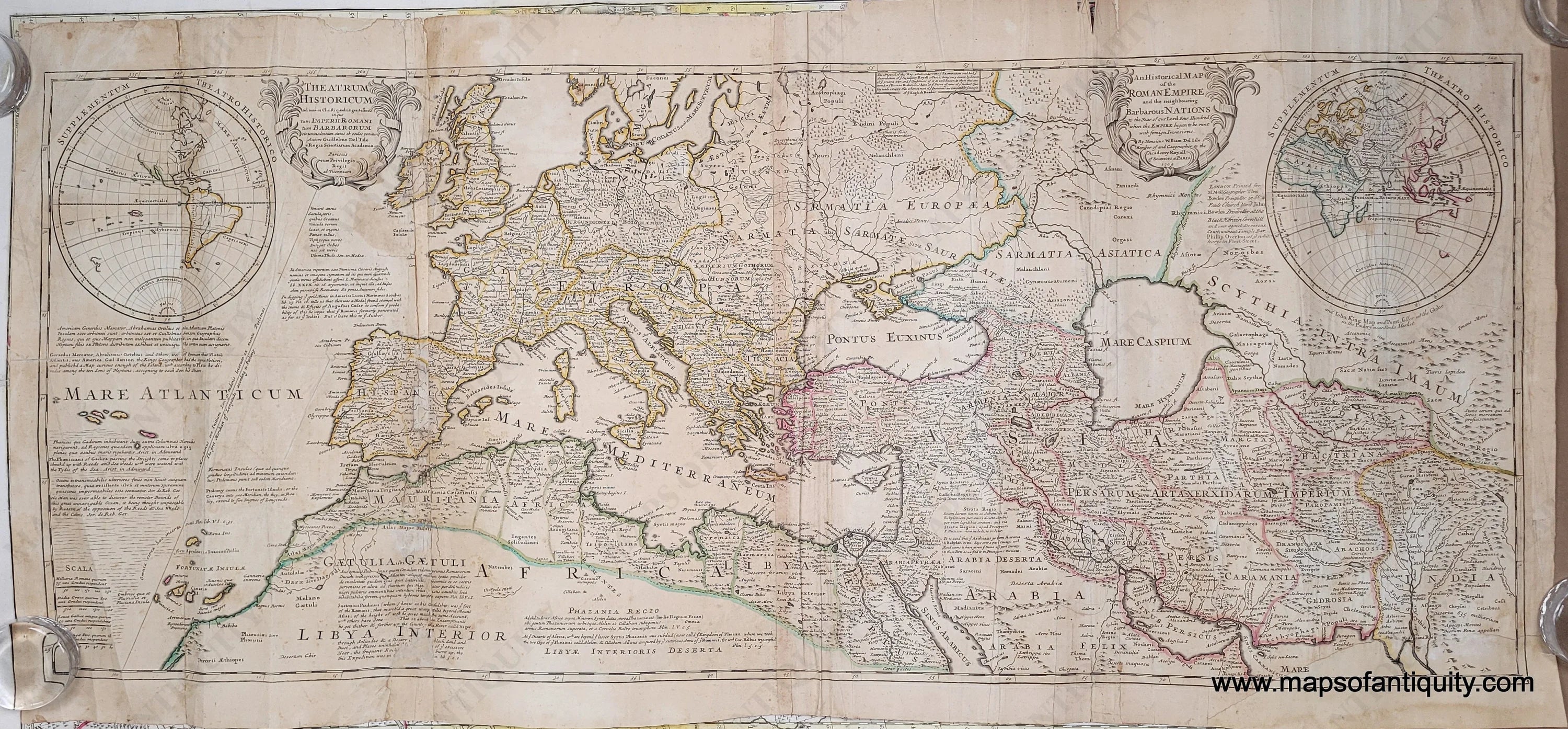 1709 Genuine Antique Map An Historical Map of the Roman Empire and the ...