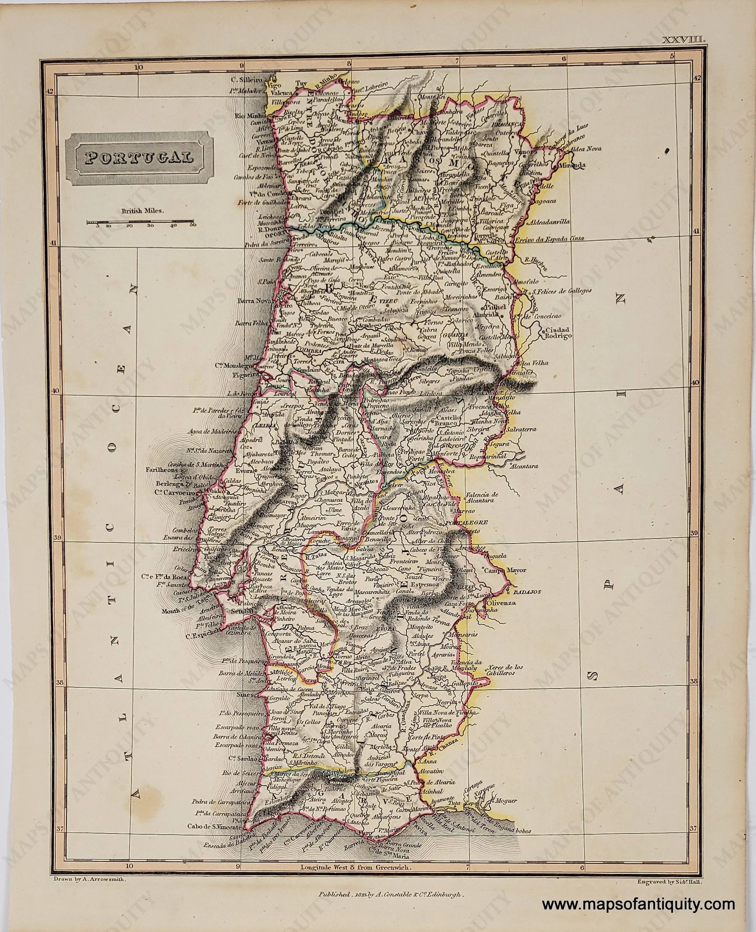 1823 Genuine Antique Map Portugal – Maps of Antiquity