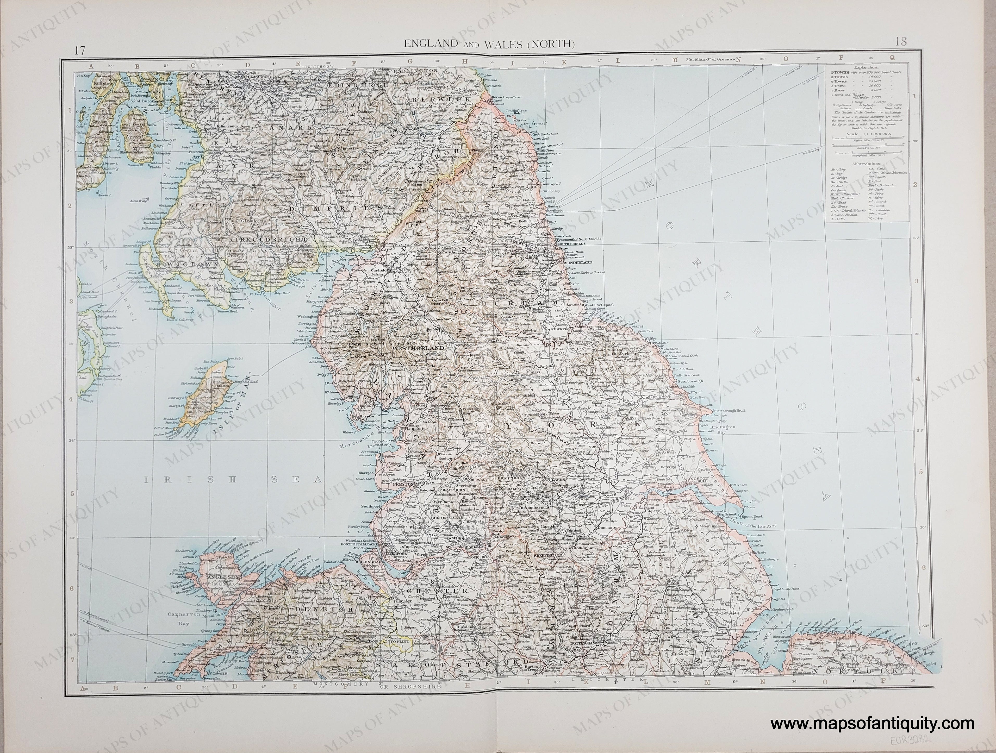 1900 - England and Wales (North) - Genuine Antique Map – Maps of Antiquity