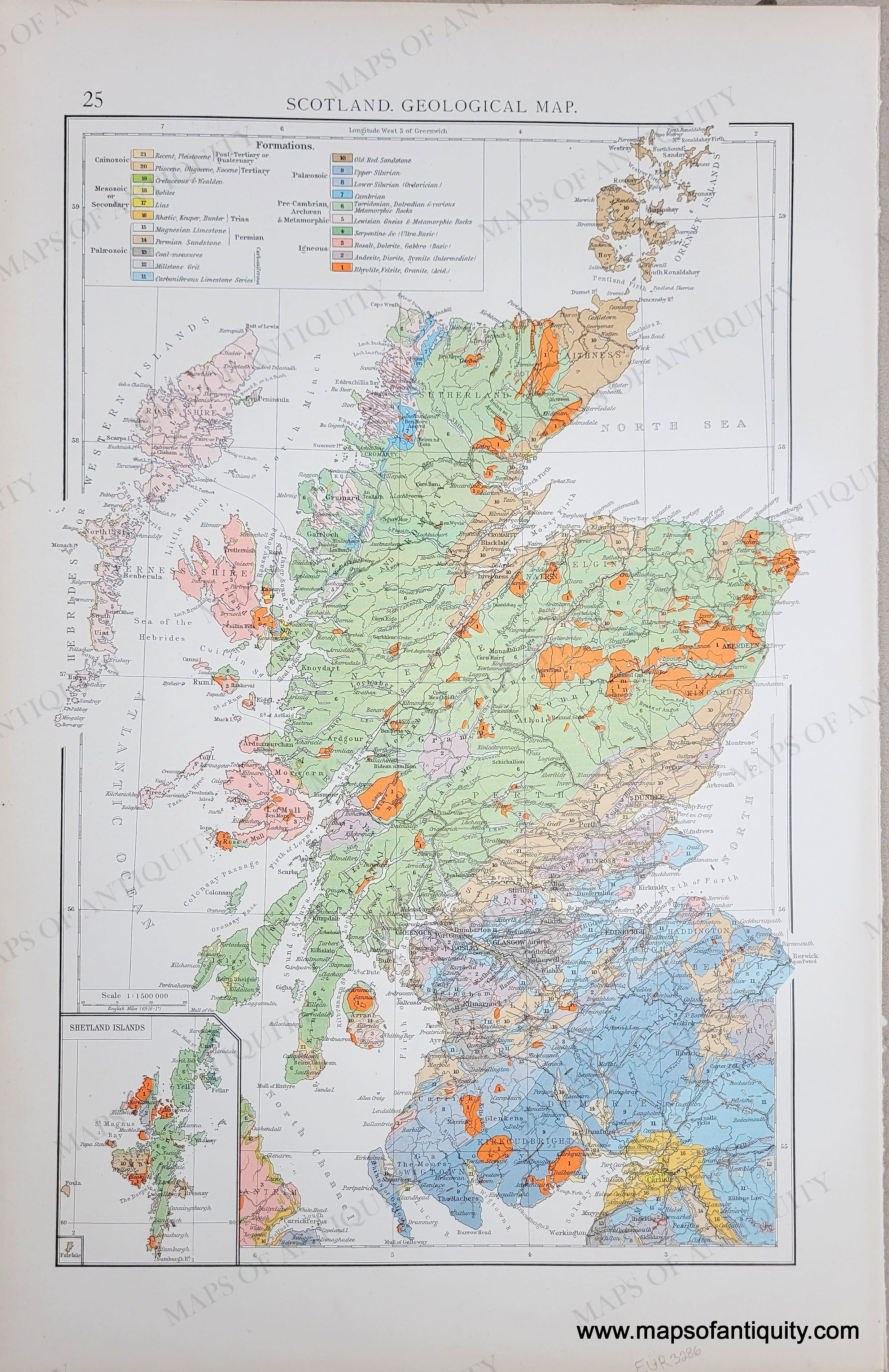 1900 - Scotland, Geological Map - Genuine Antique Map – Maps of Antiquity
