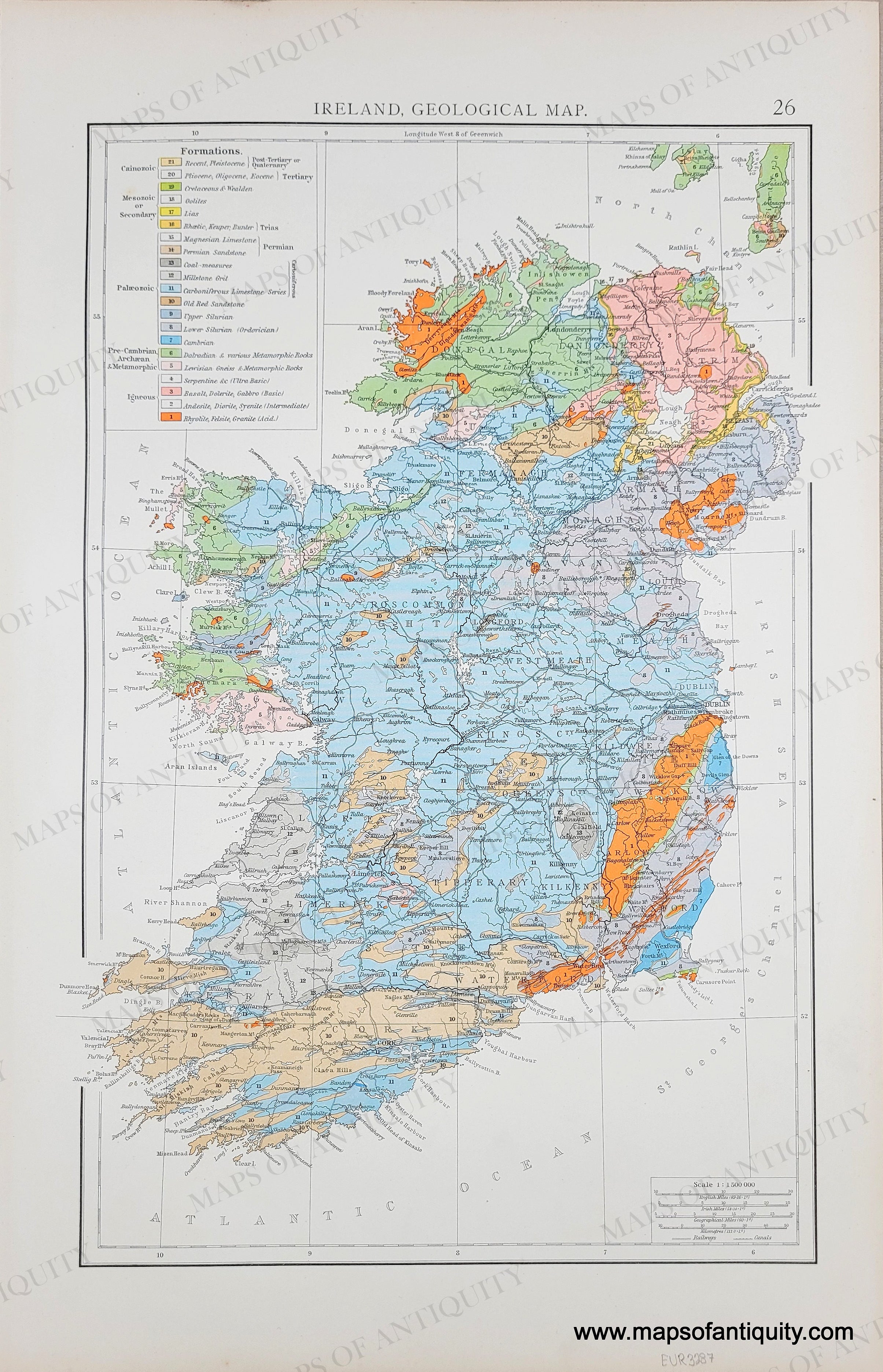 1900 - Ireland, Geological Map - Genuine Antique Map – Maps of Antiquity