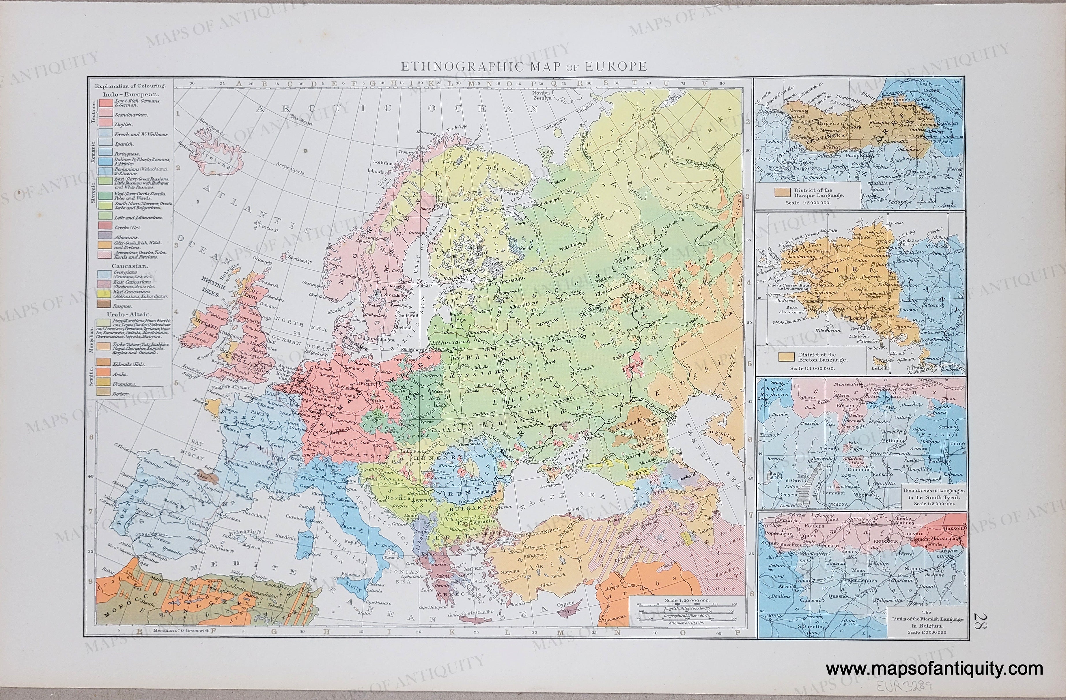 1900 - Ethnographic Map of Europe - Genuine Antique Map – Maps of Antiquity