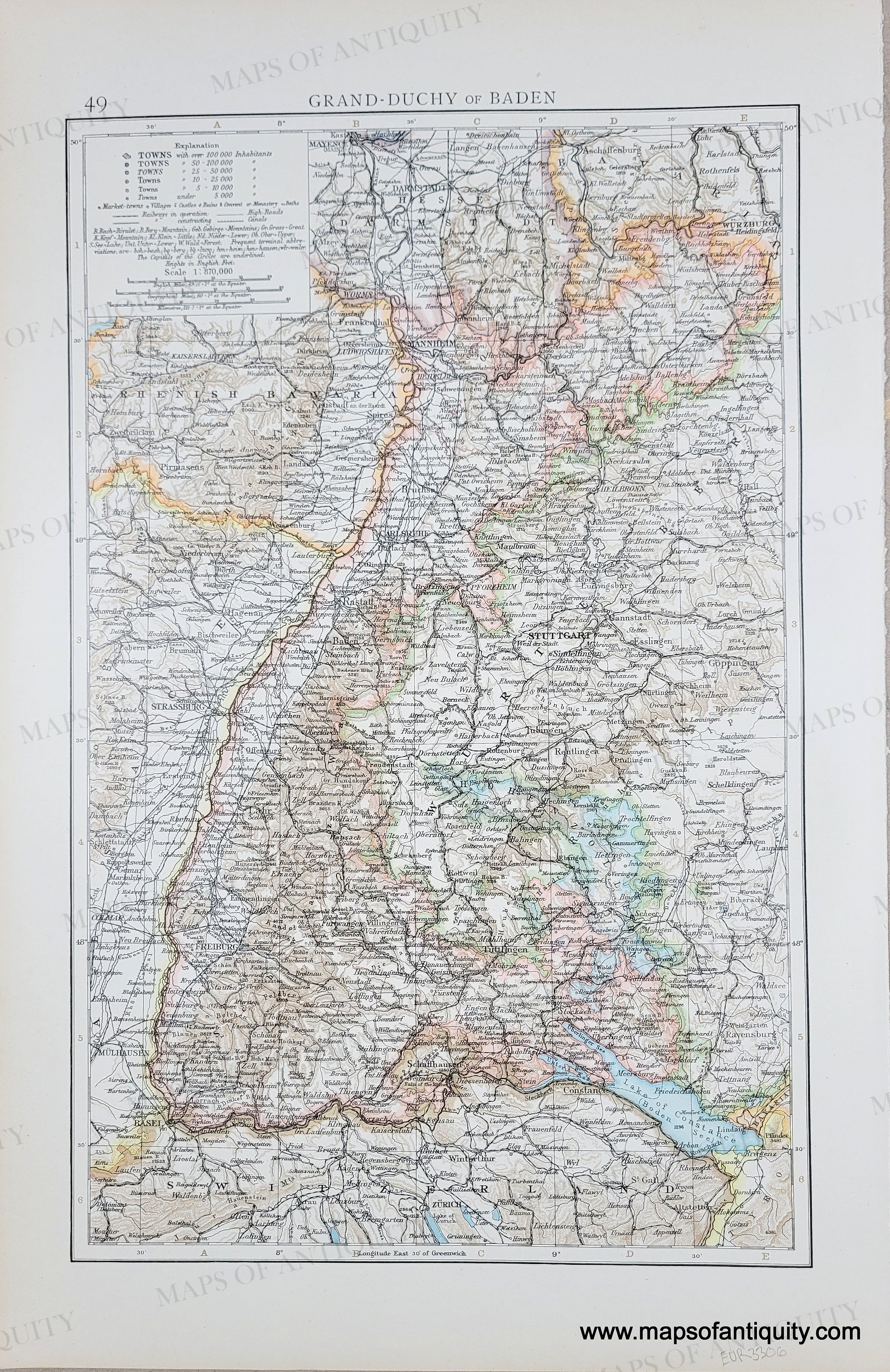1900 - Germany - Grand Duchy of Baden - Genuine Antique Map – Maps of ...