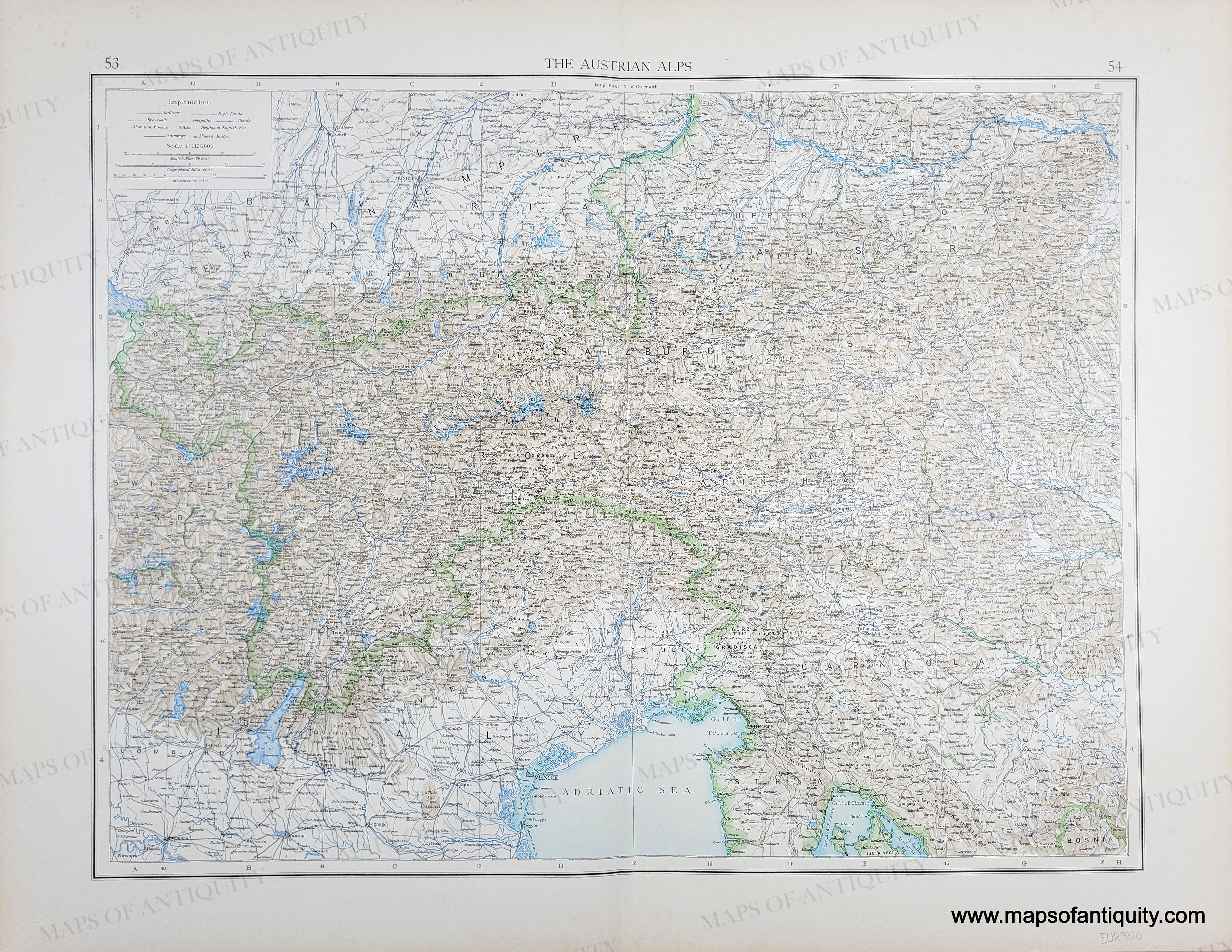 1900 - The Austrian Alps - Genuine Antique Map – Maps of Antiquity