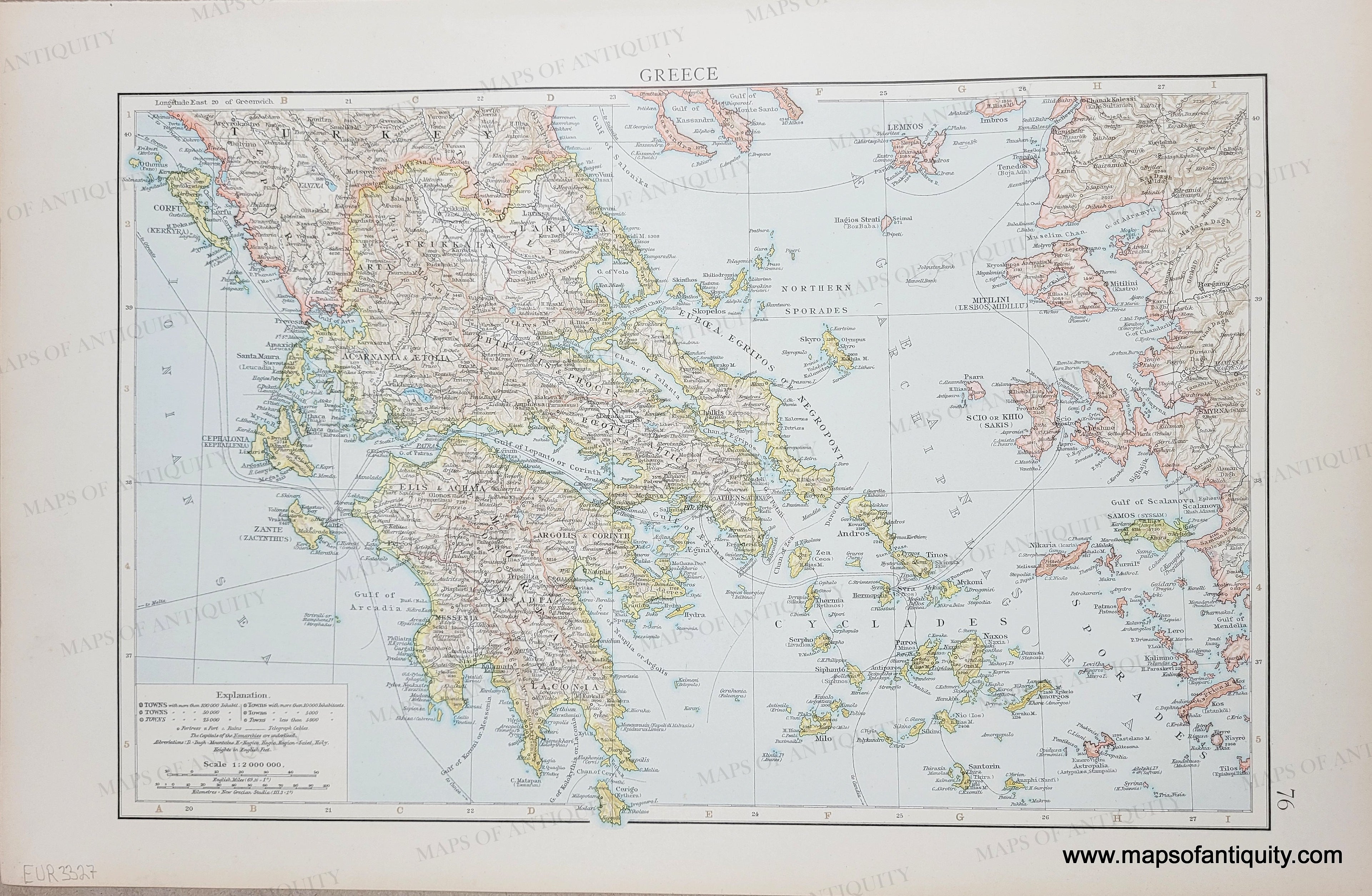 1900 - Greece - Genuine Antique Map – Maps of Antiquity