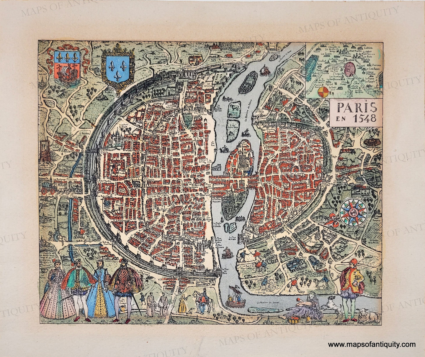 1930s - Paris en 1548 - Original Map – Maps of Antiquity
