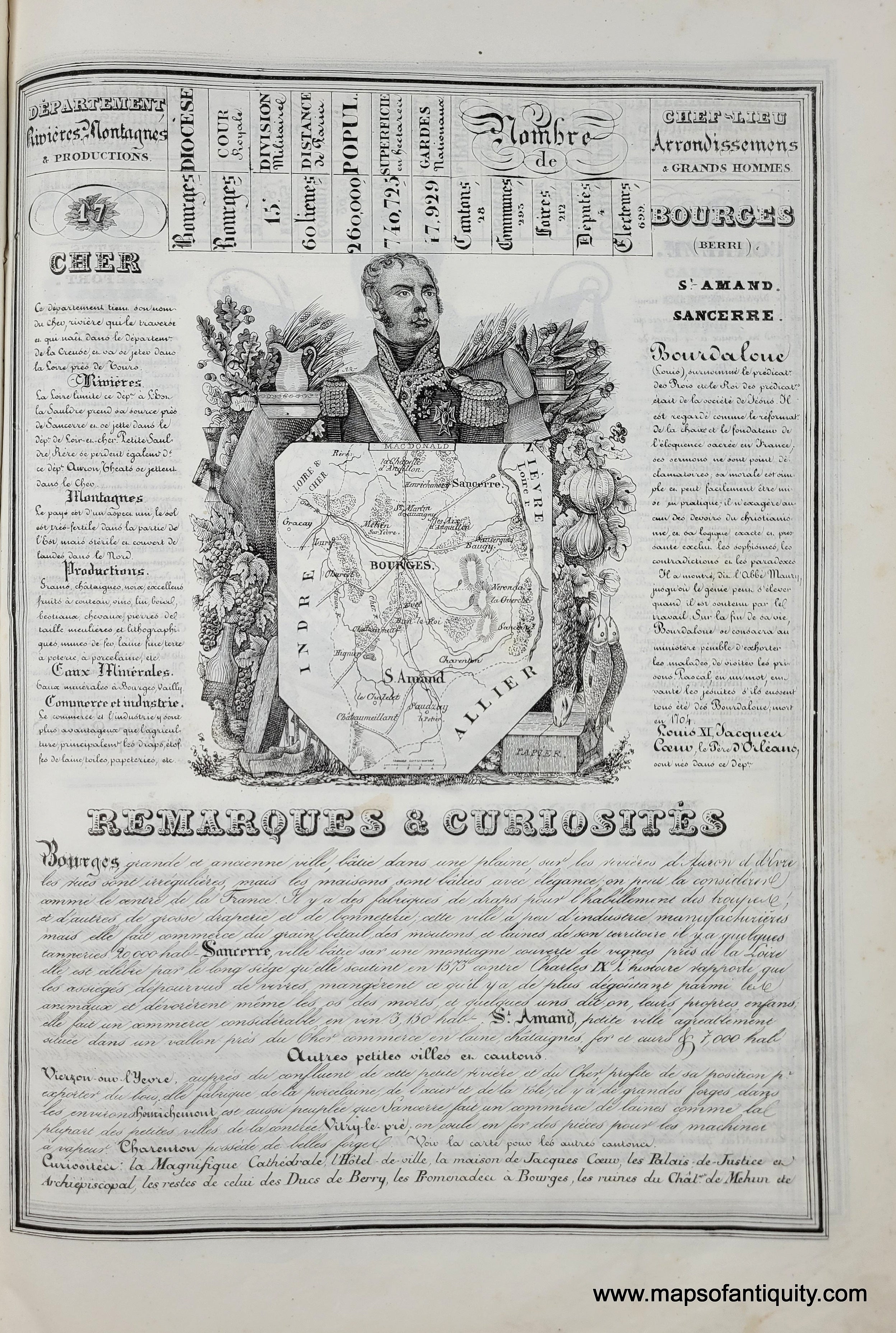 1842 - 17. Cher / 18. Correze (France) - Genuine Antique Map – Maps of ...