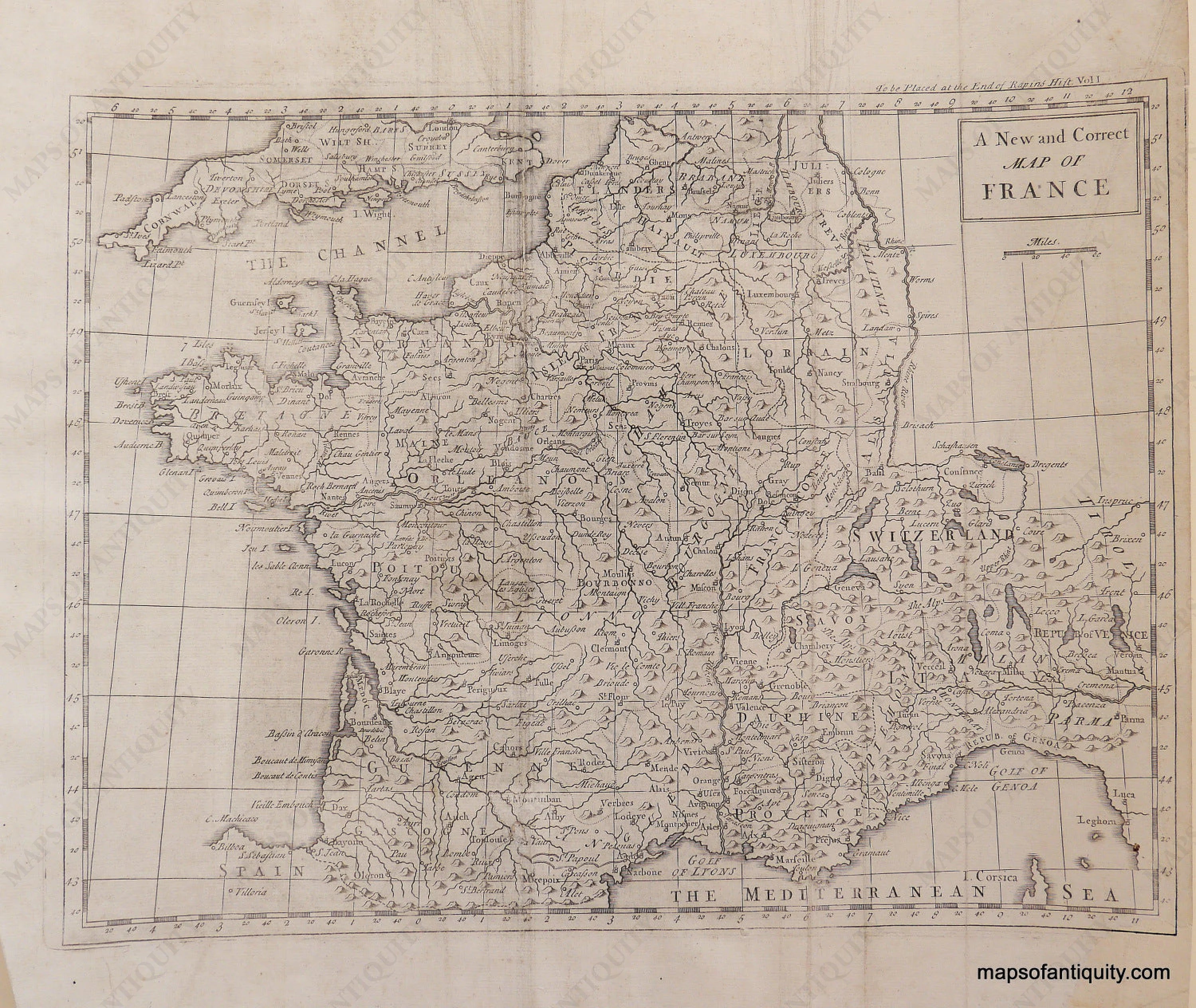 1745 - A New and Correct Map of France - Antique Map – Maps of Antiquity