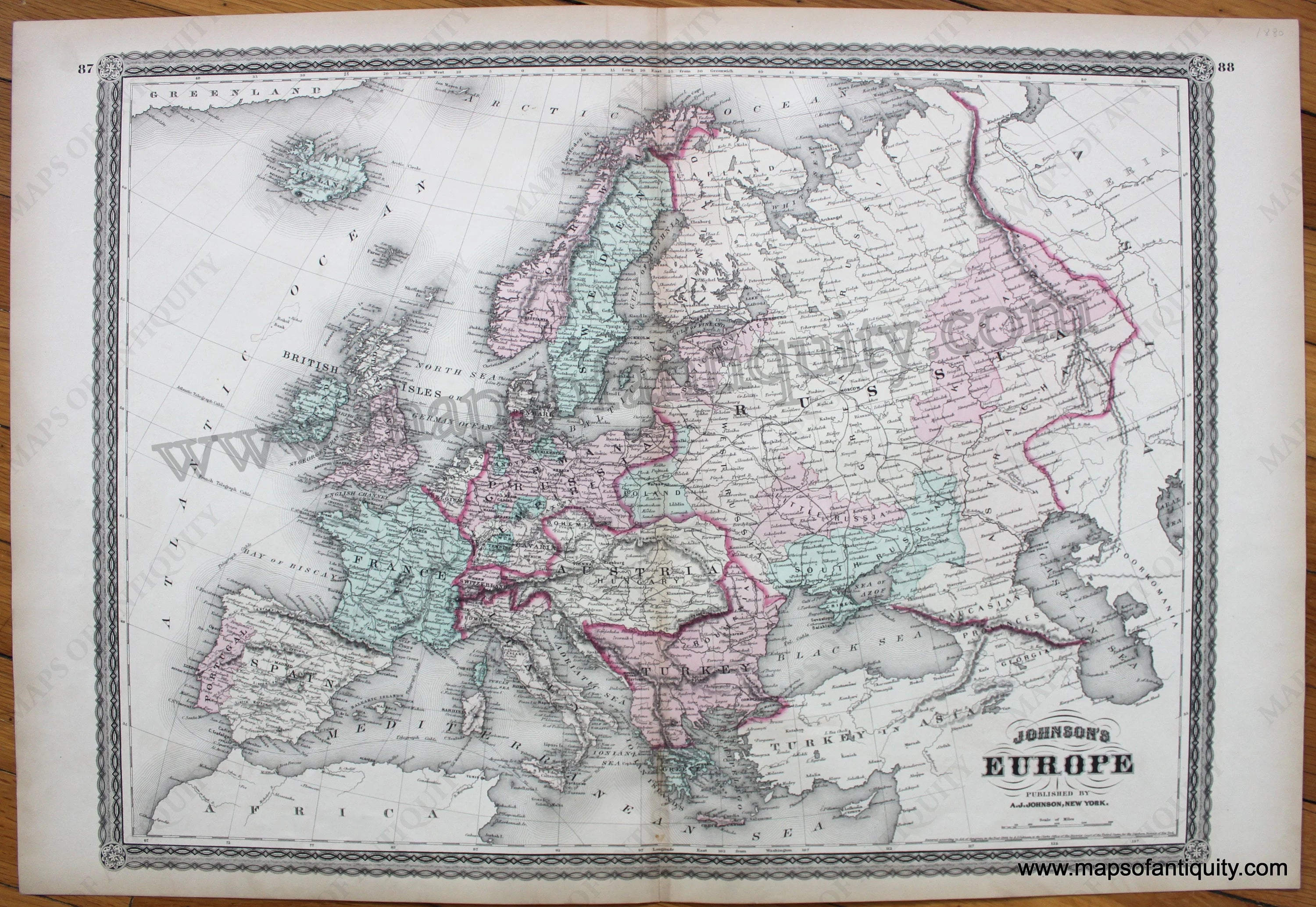 1880 - Johnson's Europe - Antique Map – Maps of Antiquity
