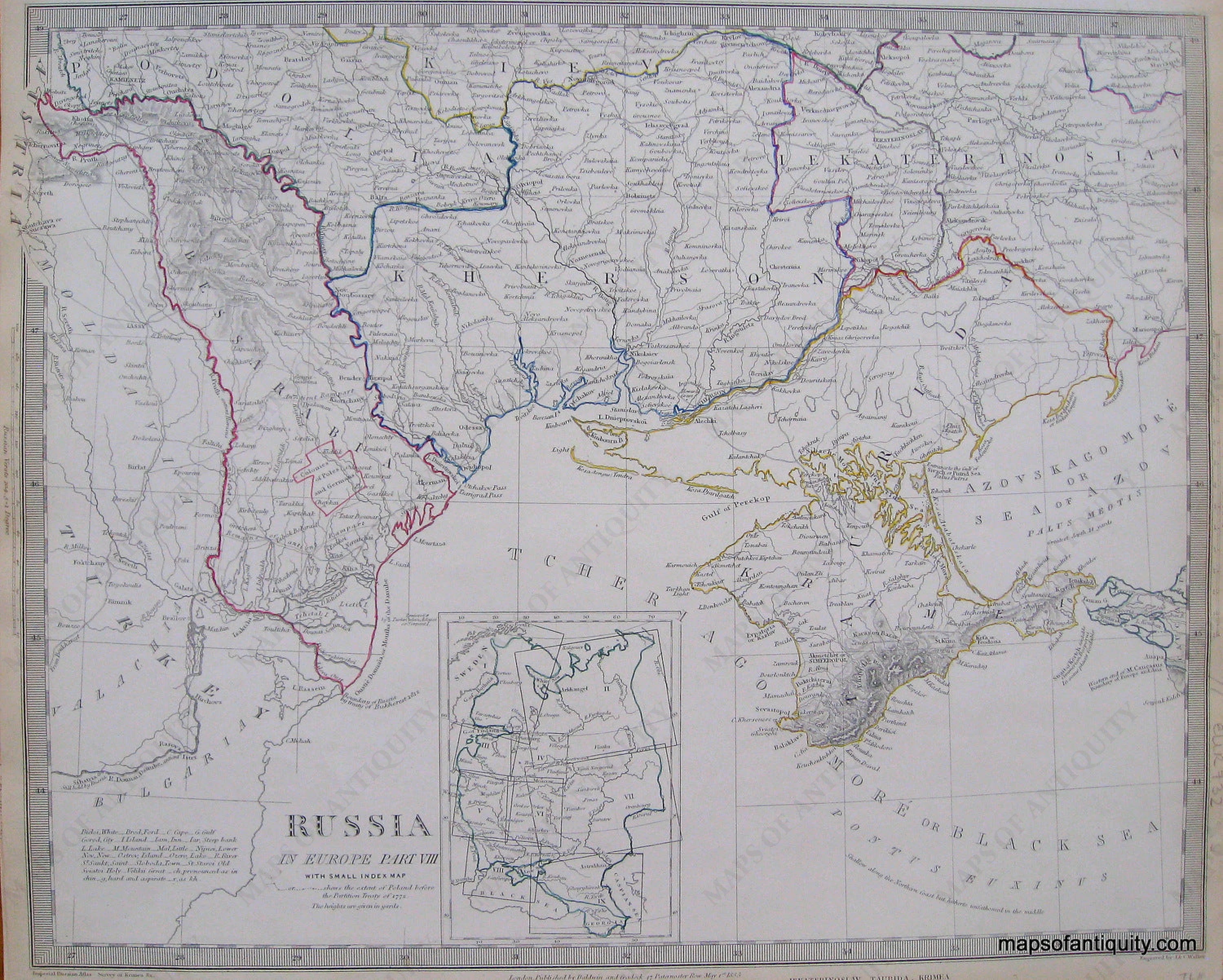 1835 - Russia in Europe Part VIII with small index map - Antique Map ...