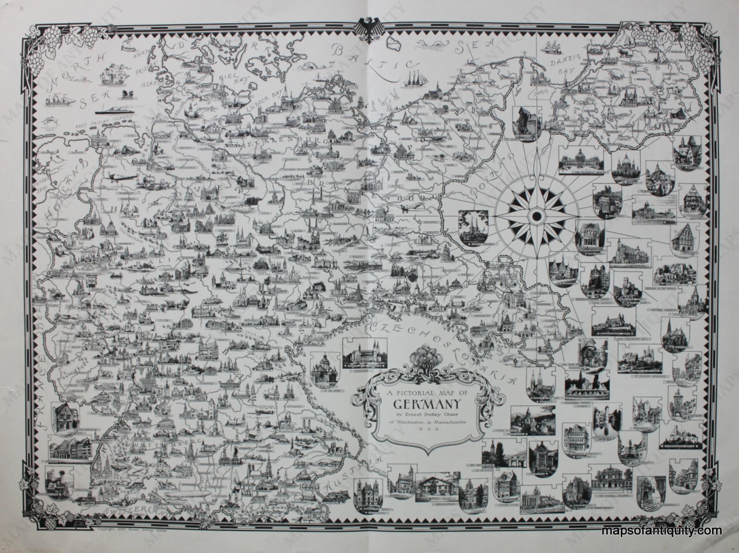 1935 - A Pictorial Map of Germany by Ernest Dudley Chase - Antique Pic ...