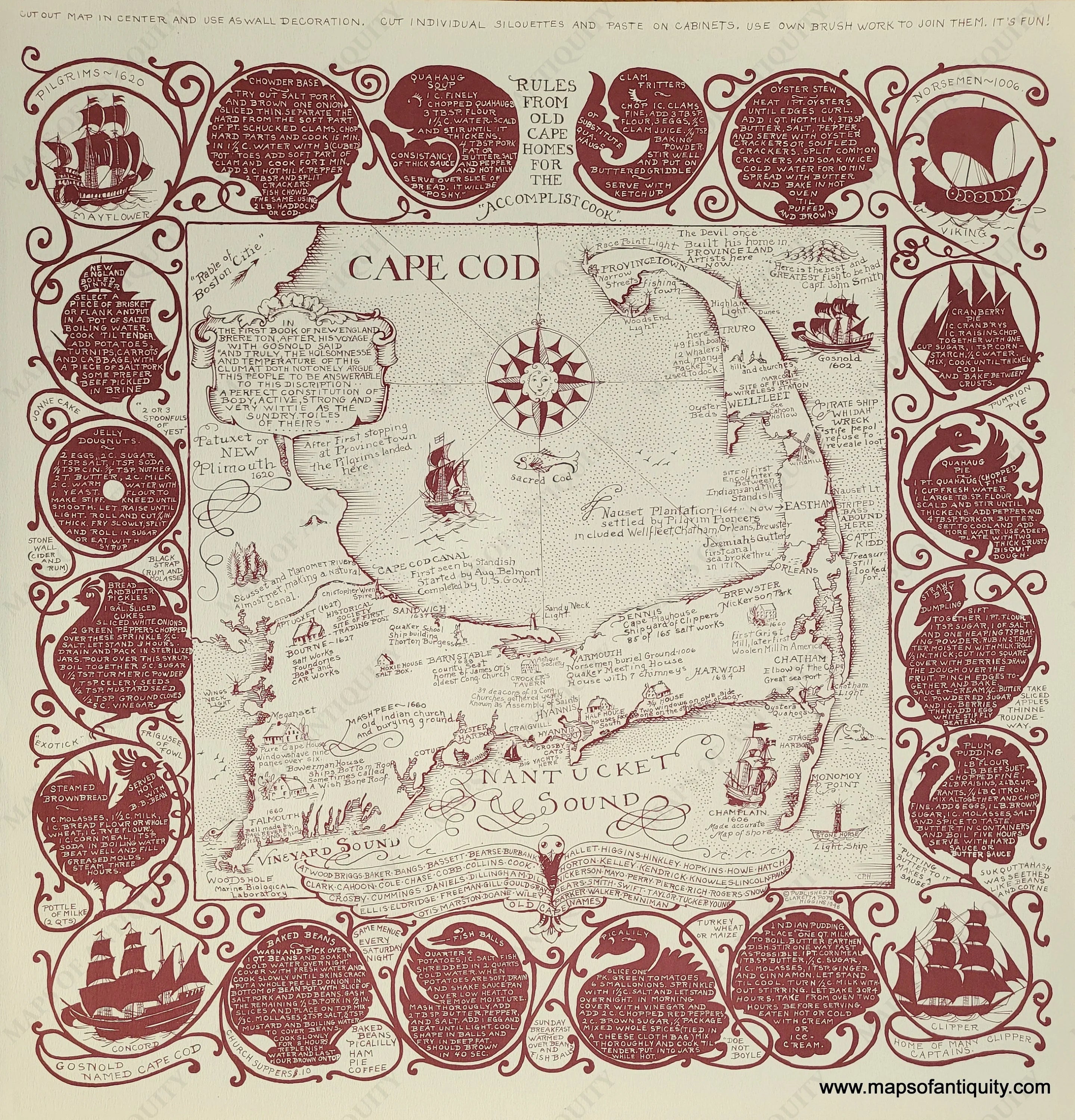 1948 - Cape Cod - Antique Map – Maps of Antiquity