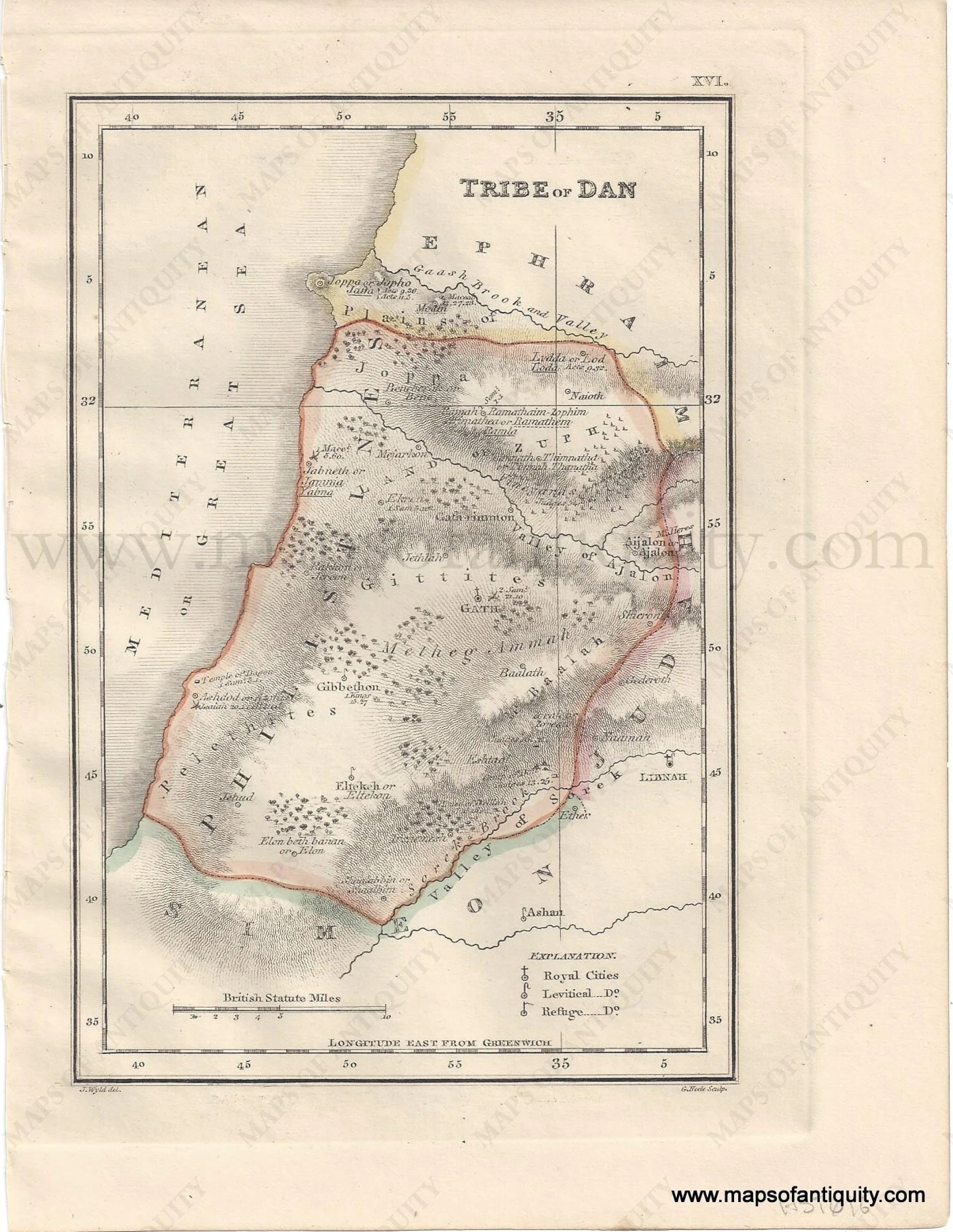 1823 - Tribe of Dan, on an extended scale - Antique Map – Maps of Antiquity