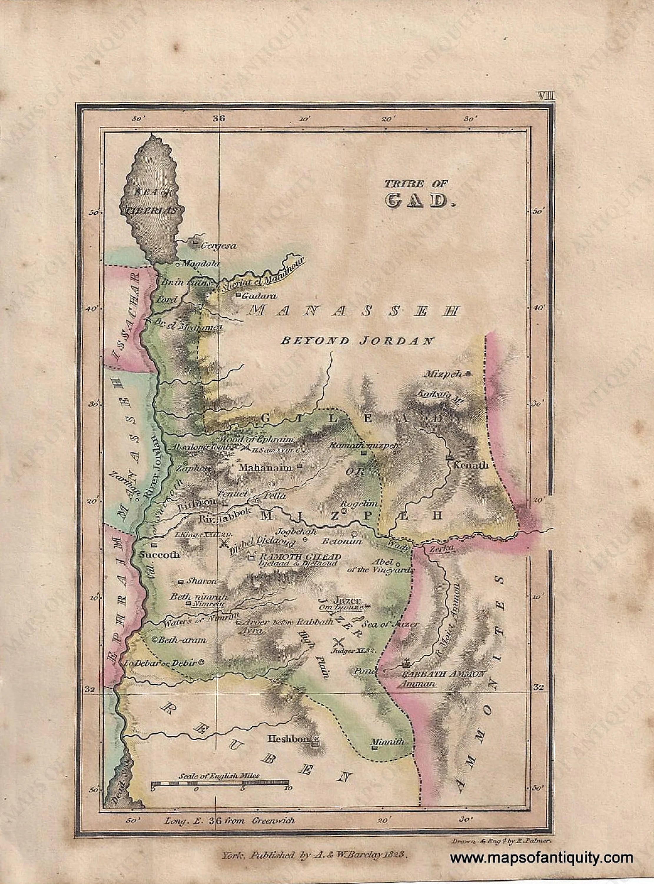 1823 Antique Map Tribe of Gad. – Maps of Antiquity
