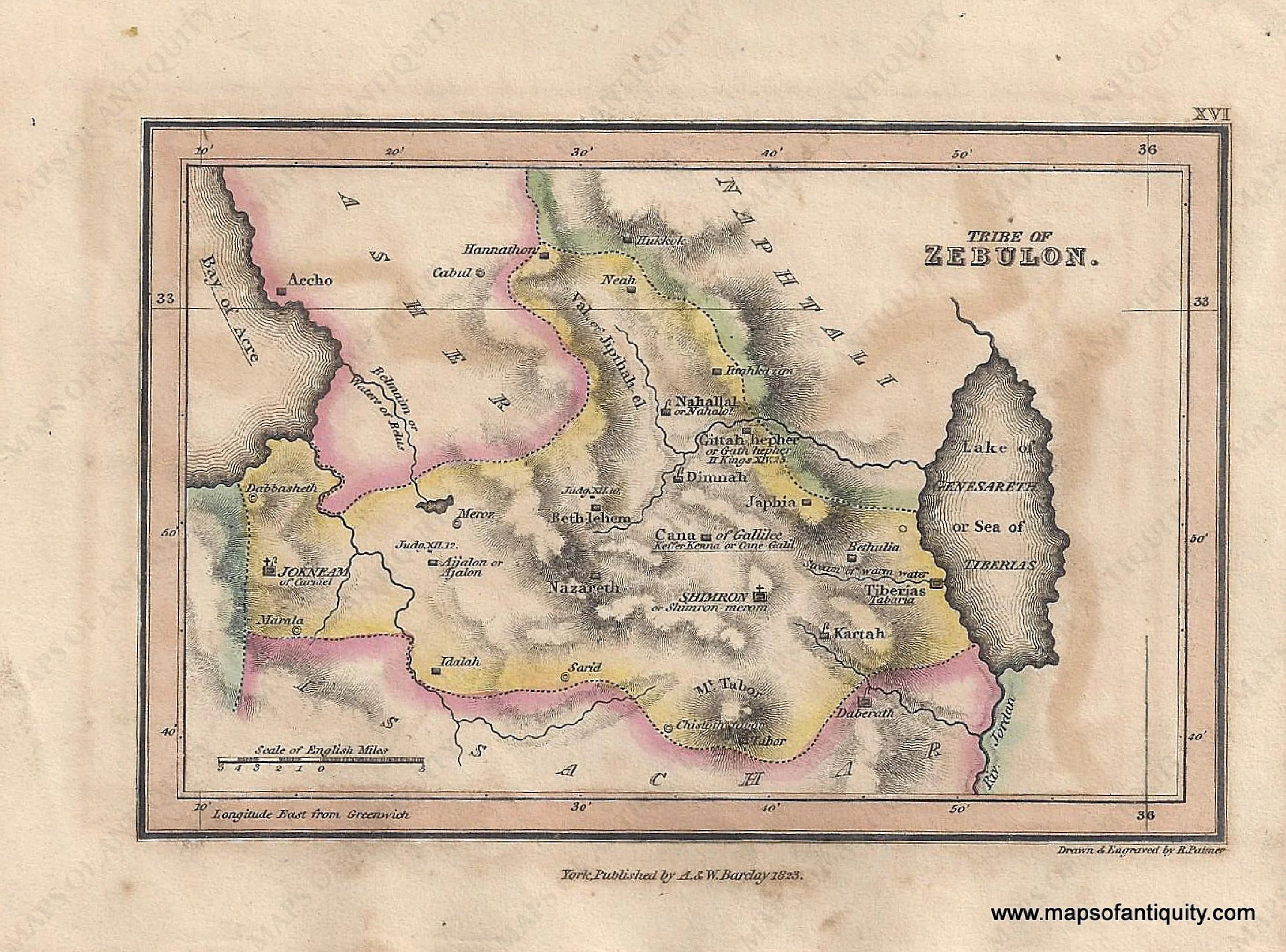 1823 Antique Map Tribe of Issachar. – Maps of Antiquity