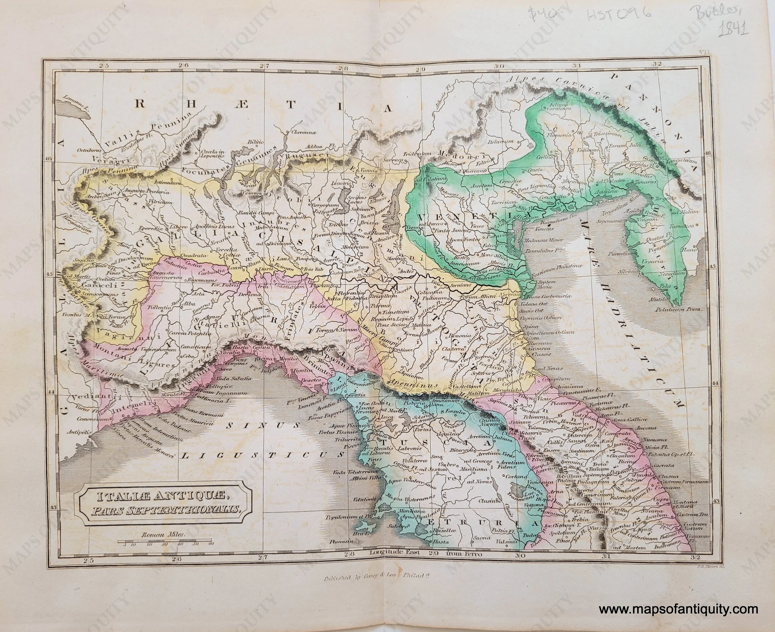 1841 - Italie Antiquae Pars Septemtrionalis - Antique Map – Maps of ...