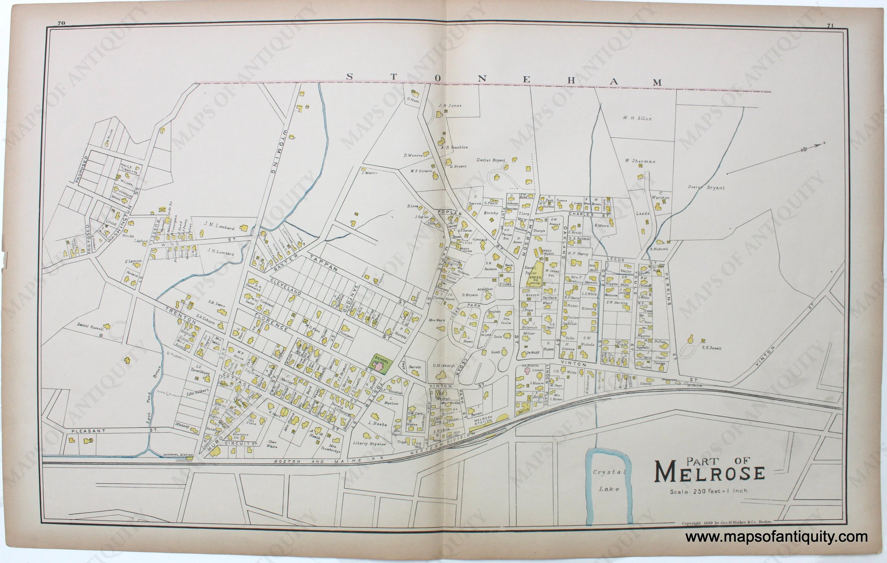1889 - Part of Melrose - Antique Map – Maps of Antiquity