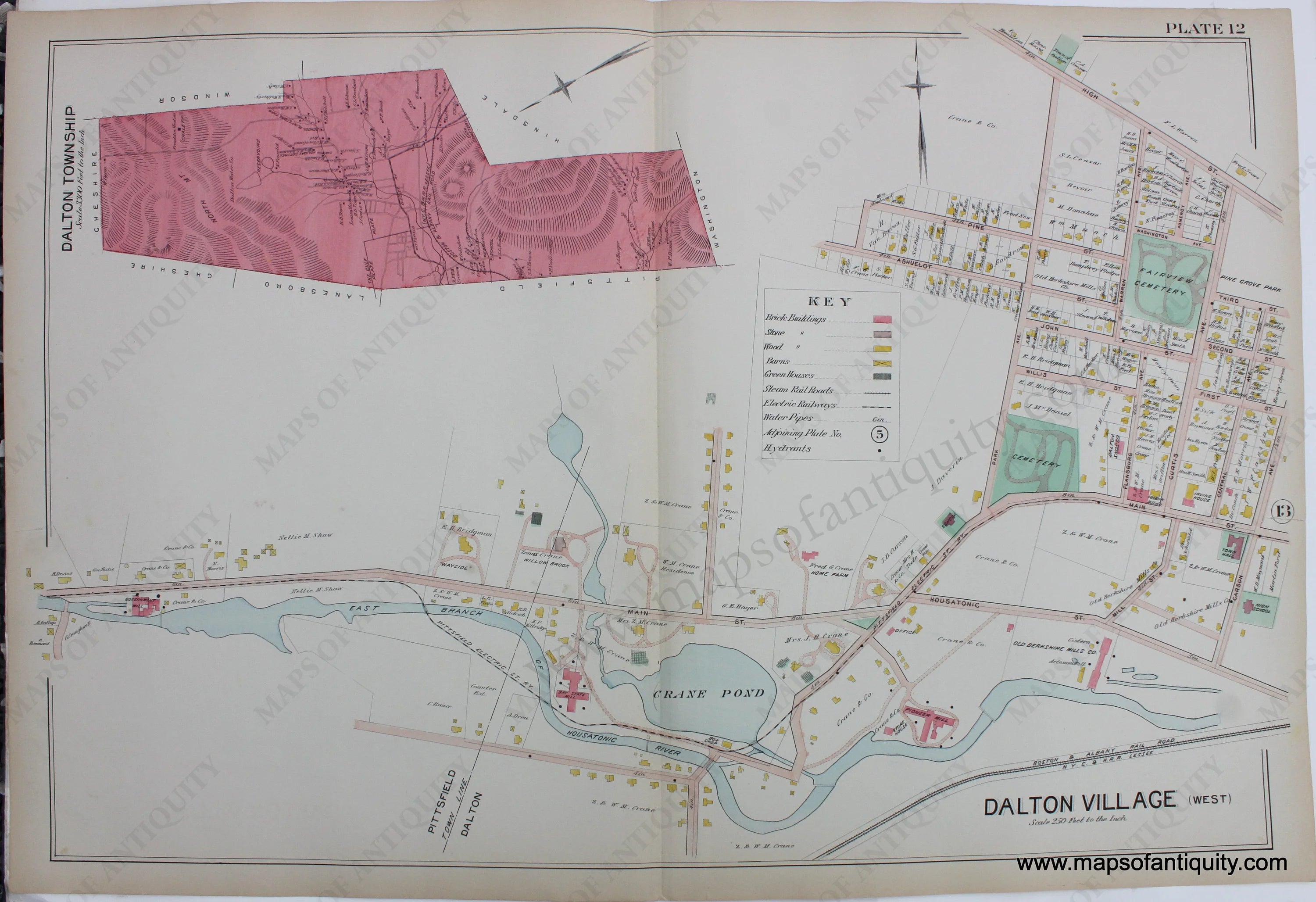 1904 - Dalton Village (west), Dalton Township (MA) - Antique Map – Maps ...