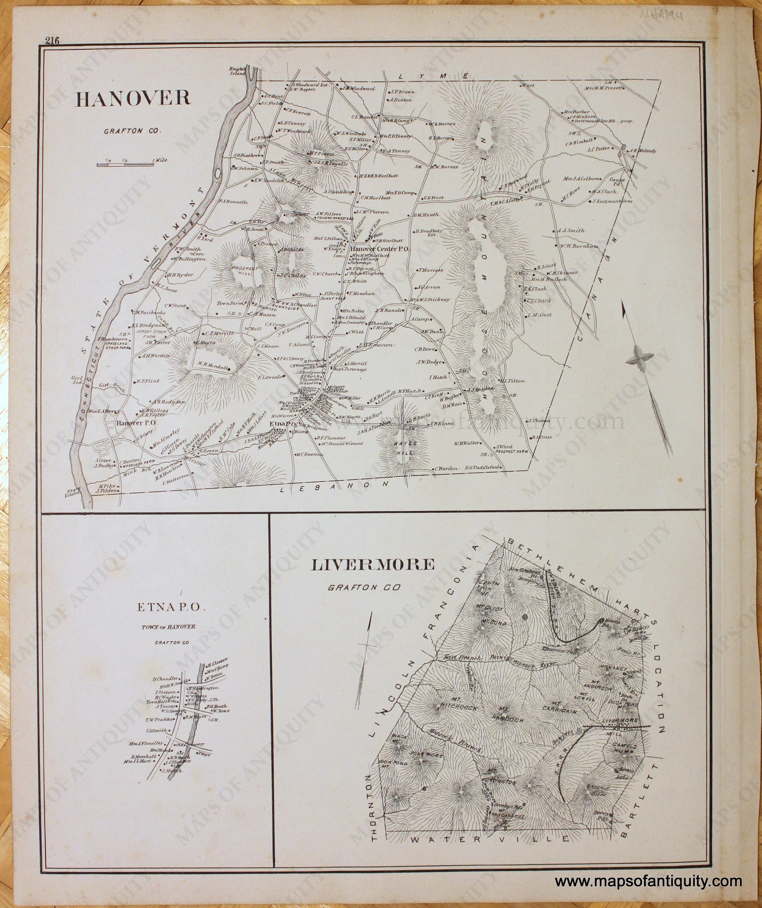 1892 - Hanover, Livermore (NH) - Antique Map – Maps of Antiquity