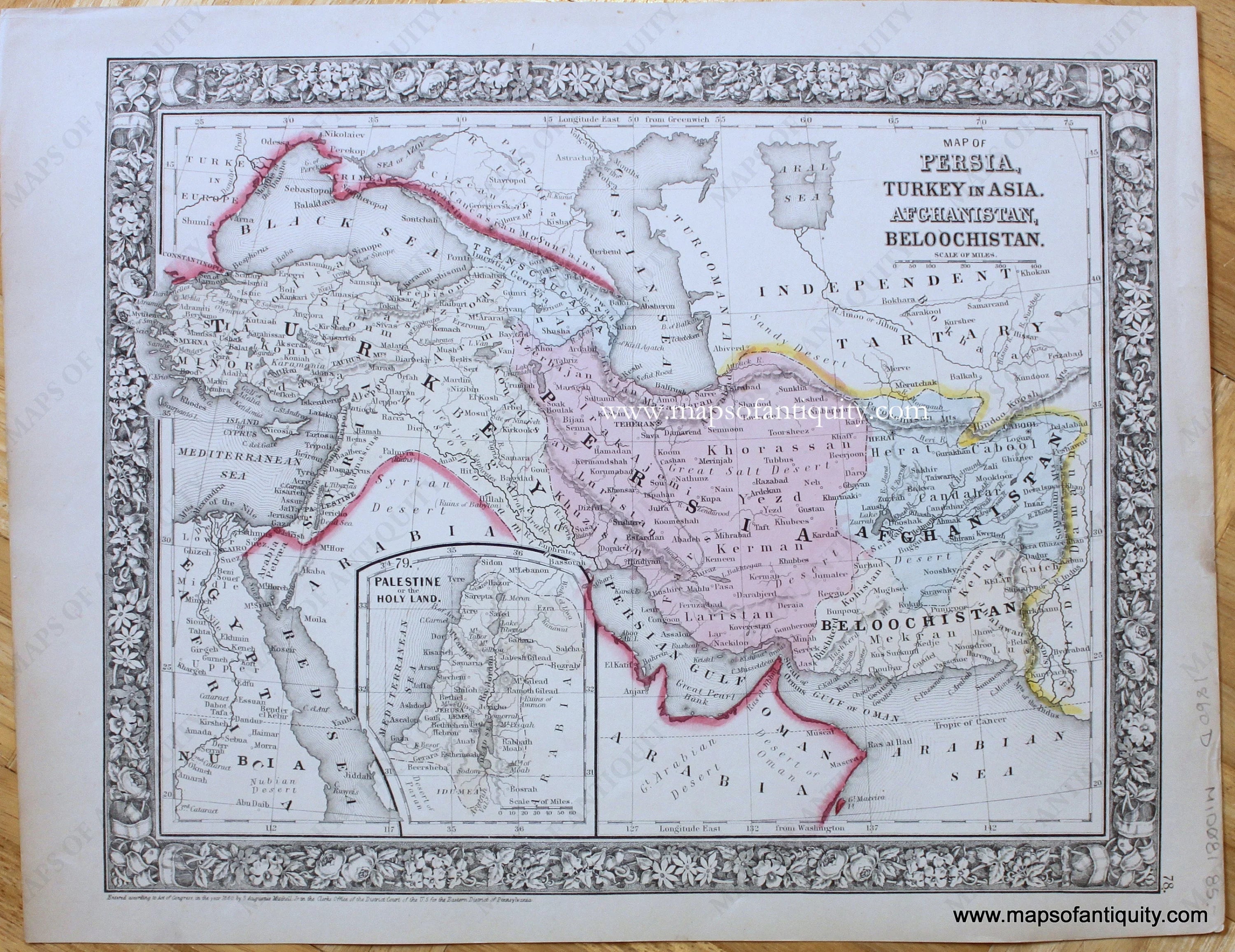 1860 - Map of Persia (Iran), Turkey in Asia, Afghanistan, and Beloochi ...