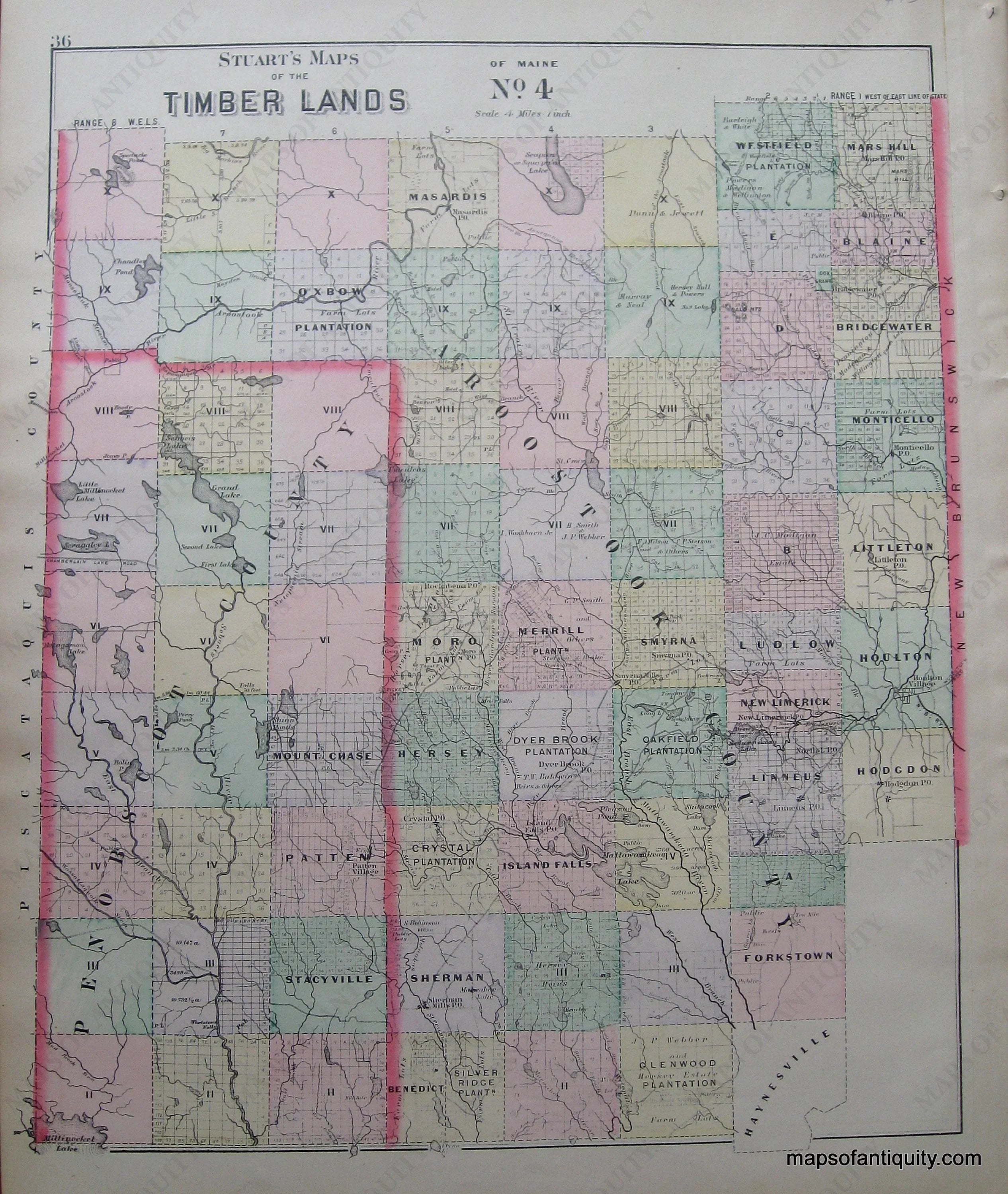 1885 - Timberlands Nbr 4, Maine - Antique Map – Maps of Antiquity