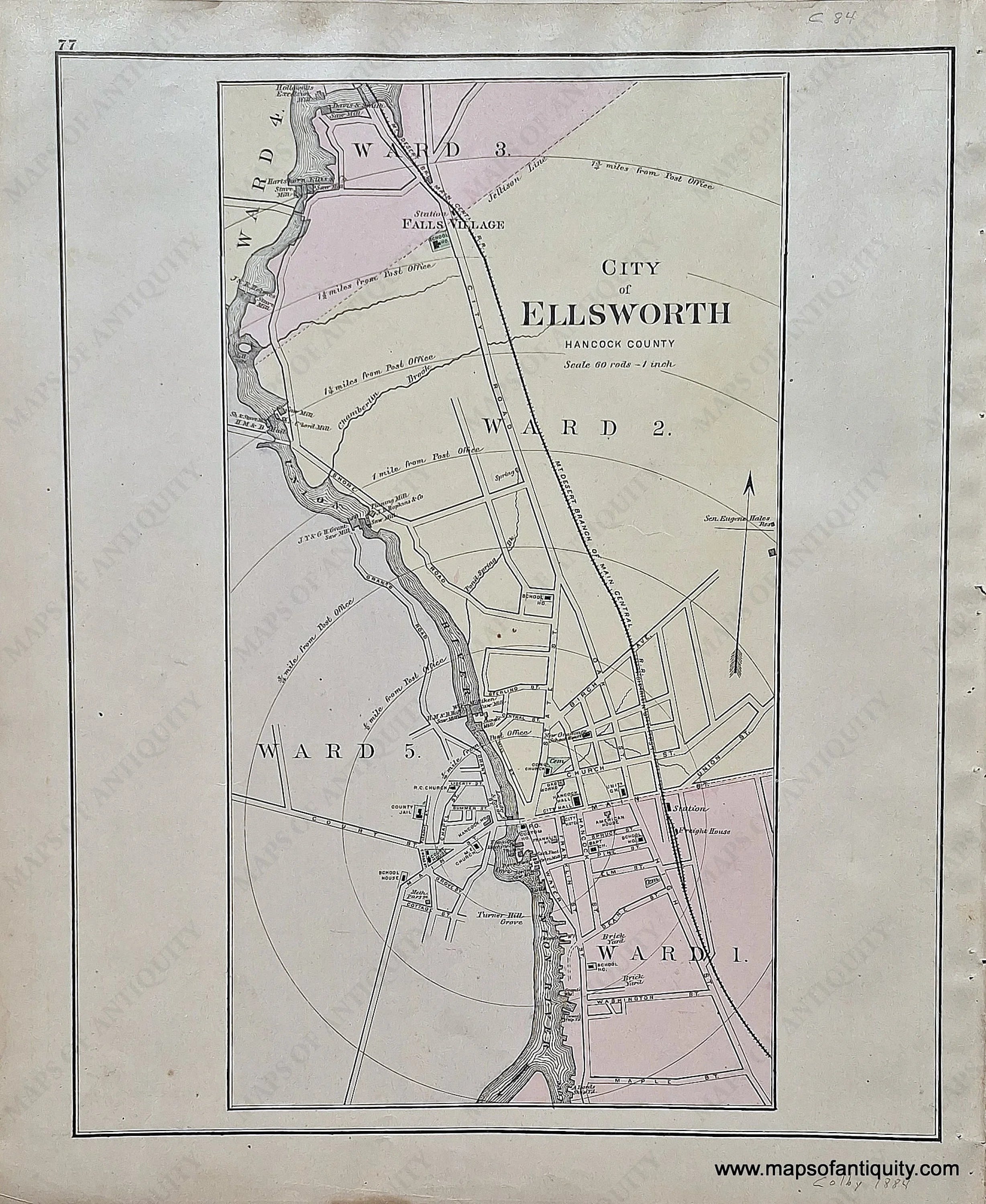 1884 - City of Ellsworth, Maine - Antique Map – Maps of Antiquity