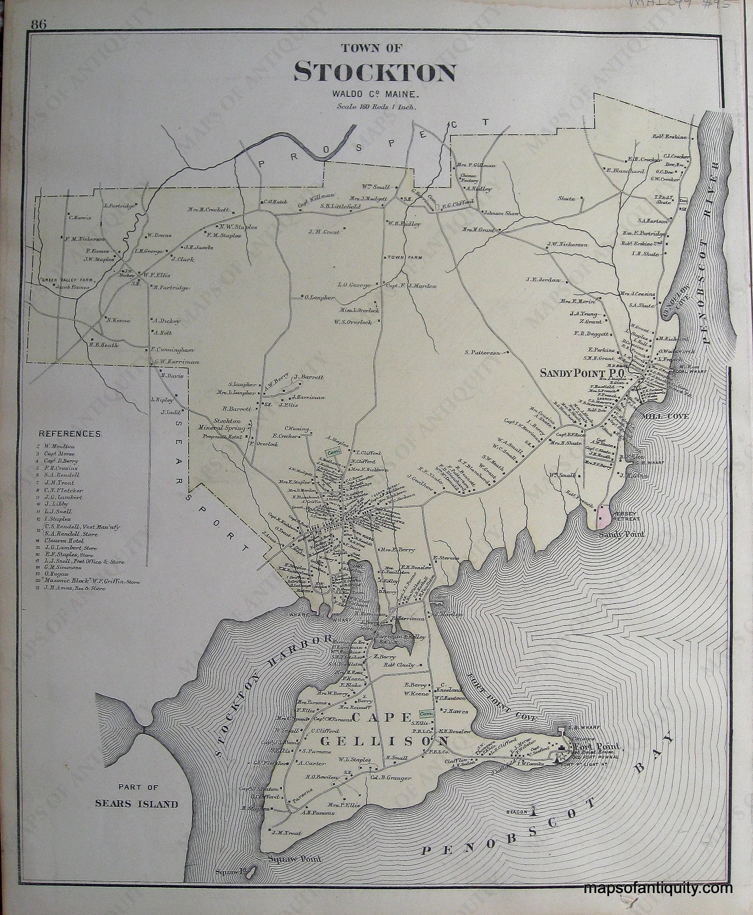 1885 - Town of Stockton, Maine - Antique Map – Maps of Antiquity