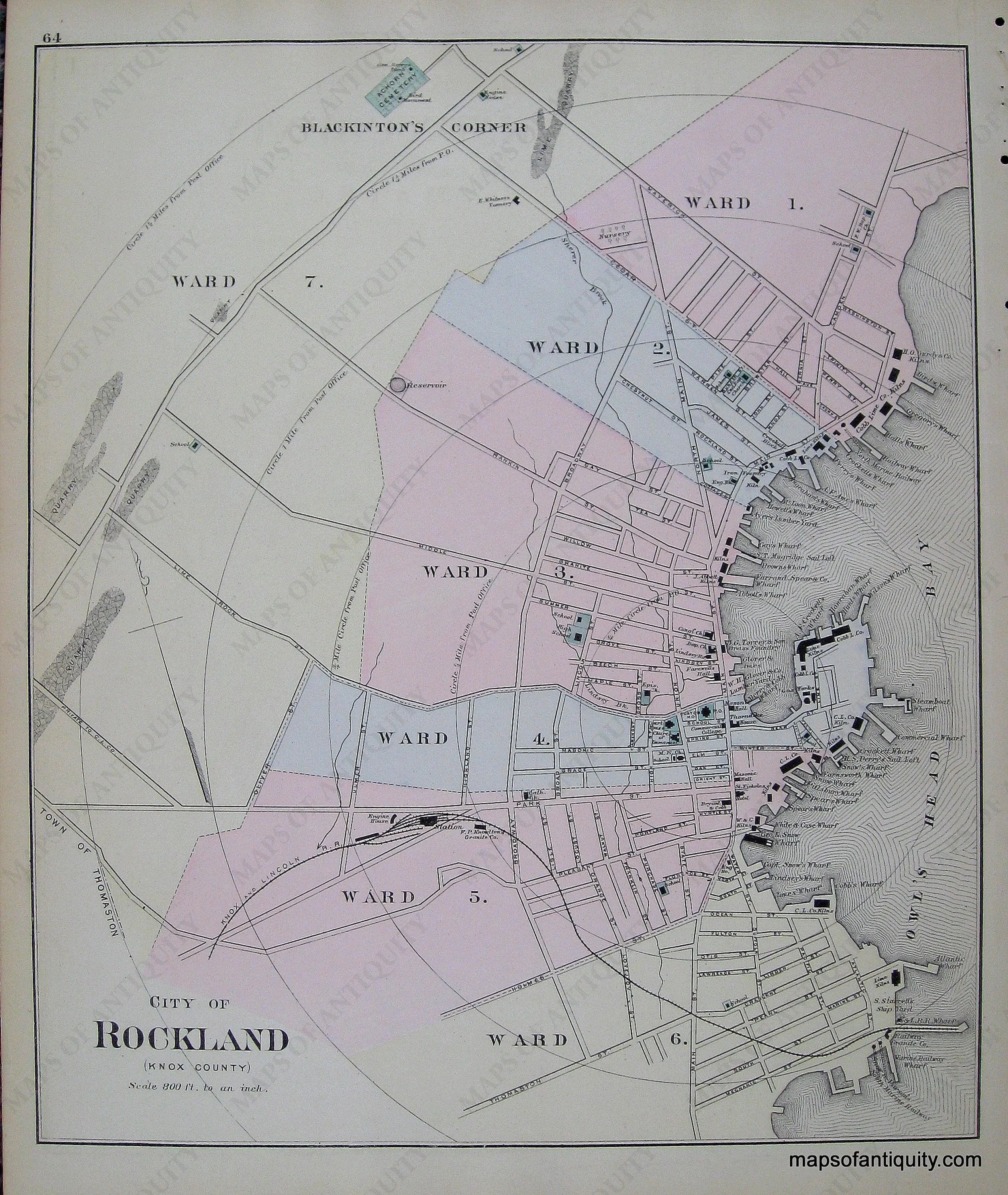 1884 - Rockland, Maine - Antique Map – Maps of Antiquity