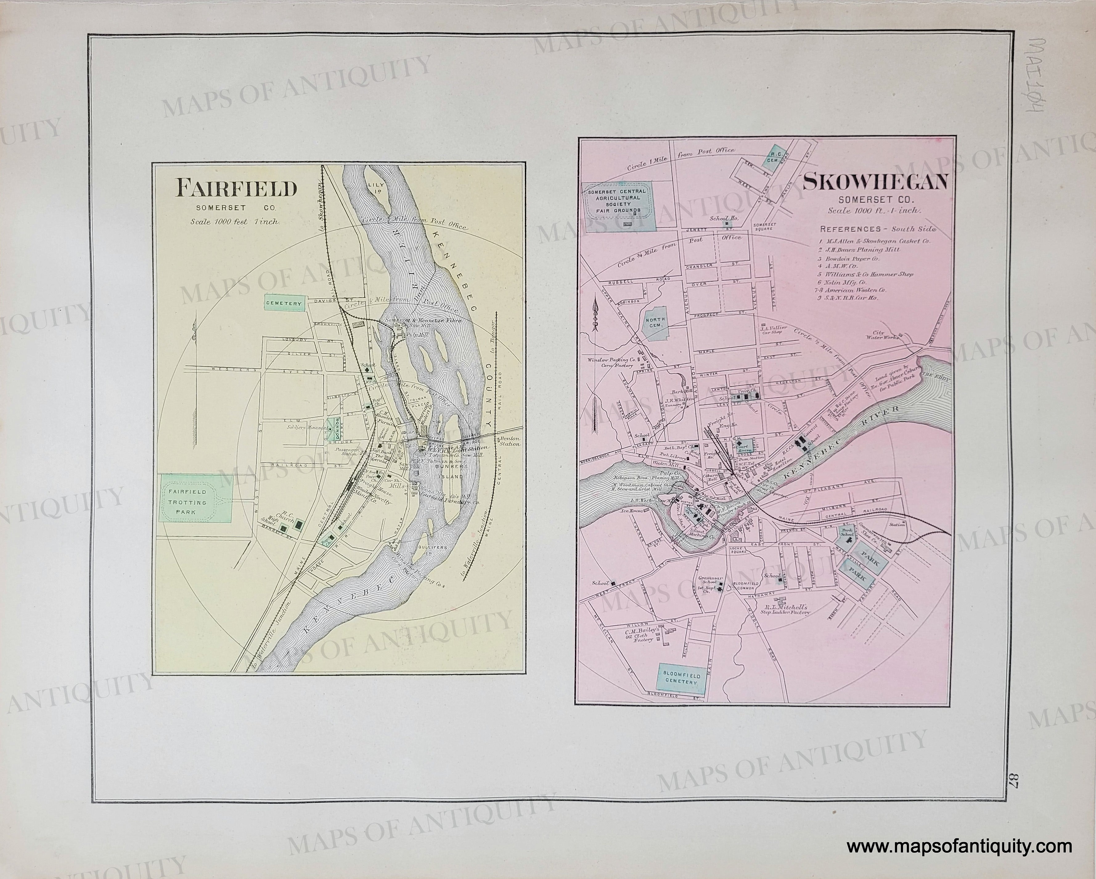 1902-03 - Fairfield, Skowhegan, Maine - Antique Map – Maps of Antiquity