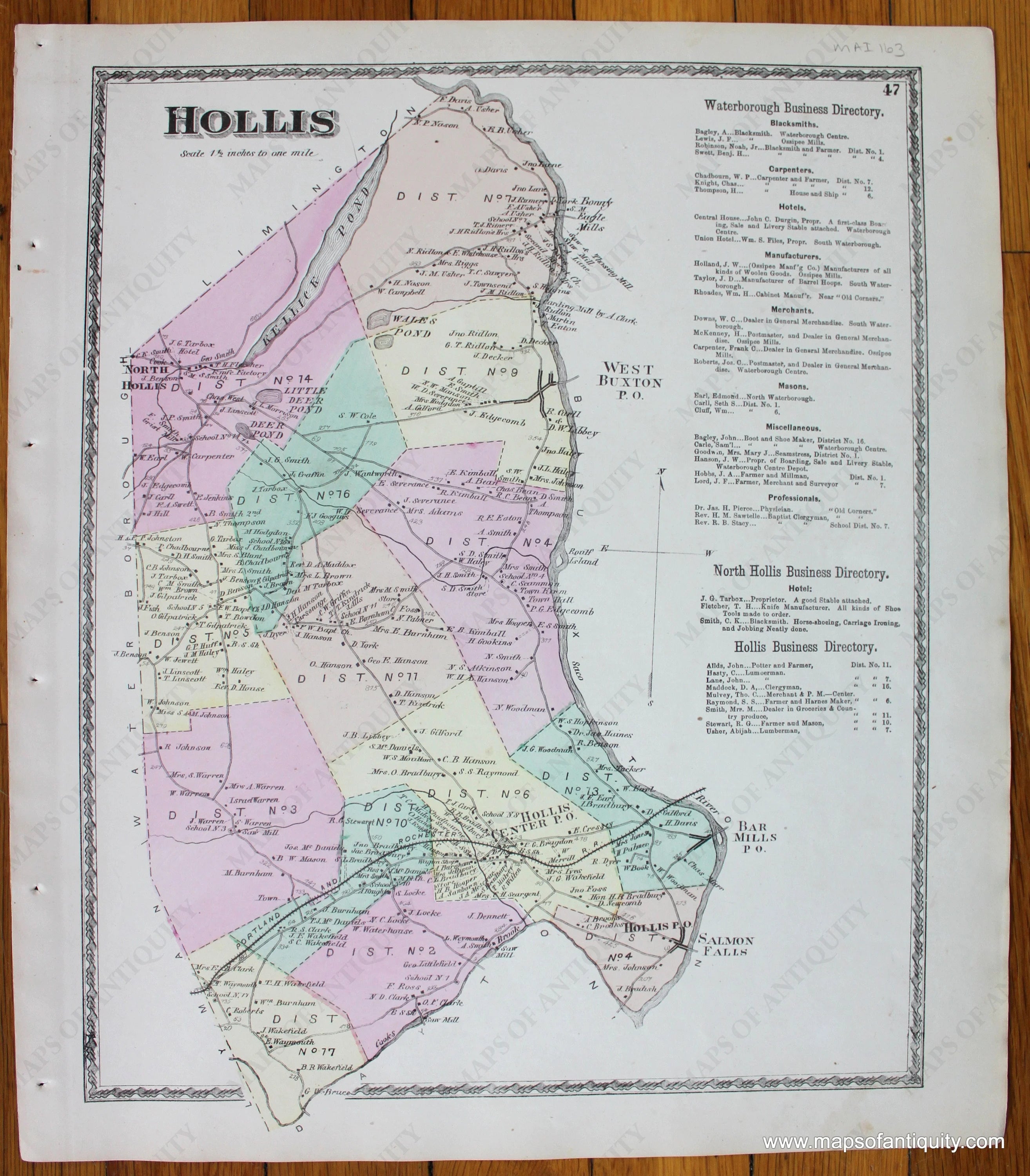1872 - Hollis (ME) - Antique Map – Maps of Antiquity