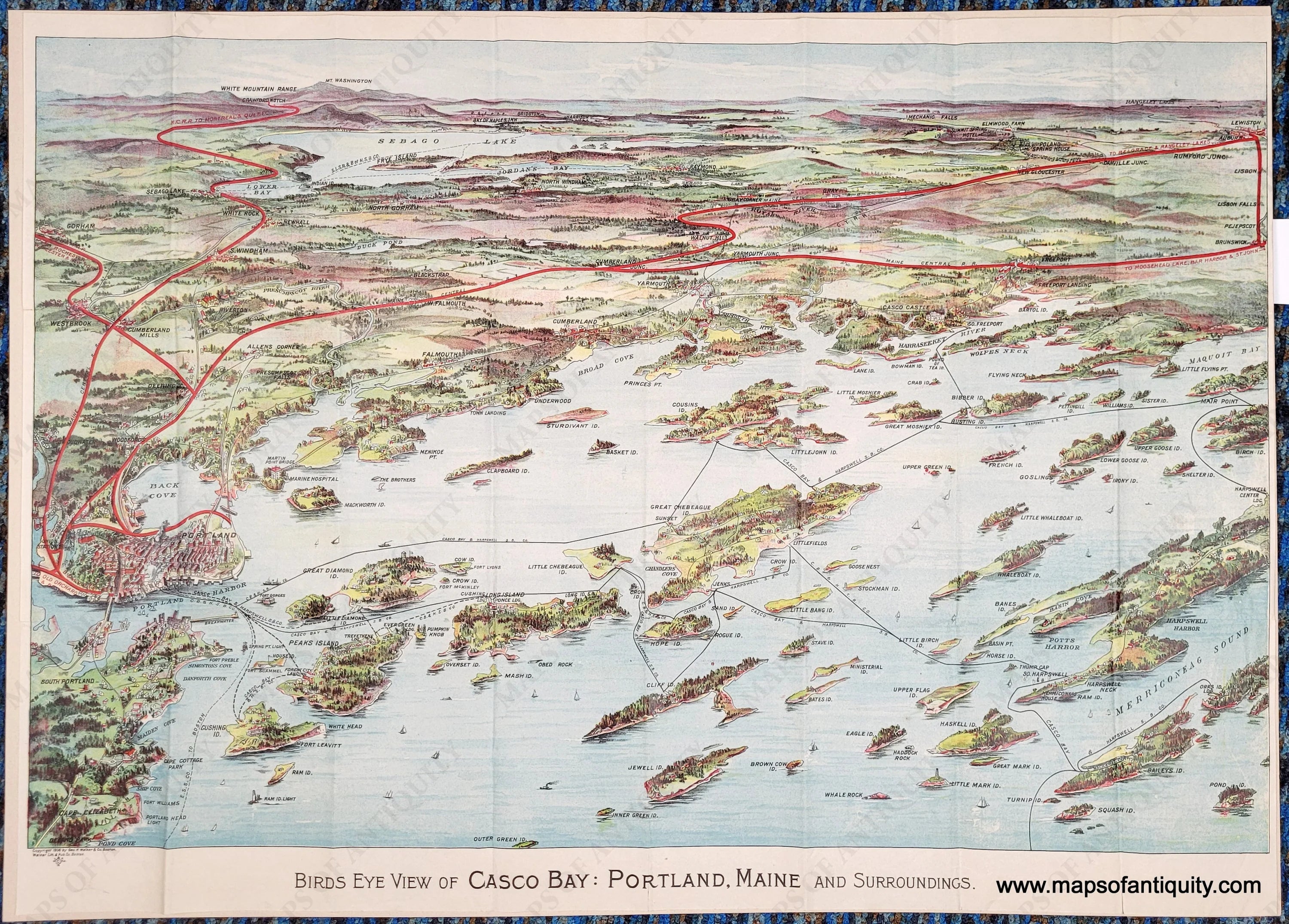 1906 - Bird's-Eye View of Casco Bay: Portland, Maine and Surroundings ...