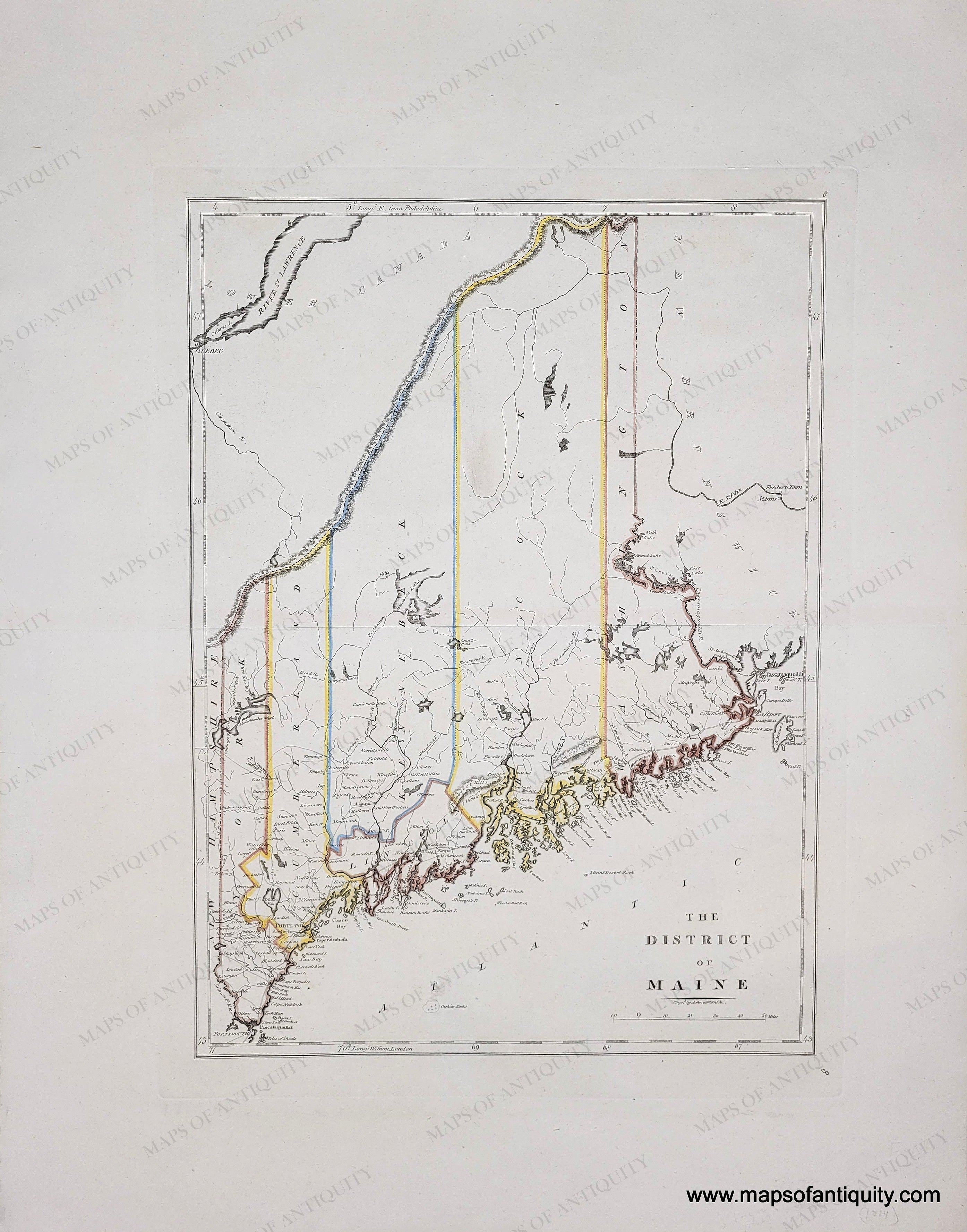 1814 - The District of Maine - Genuine Antique Map – Maps of Antiquity