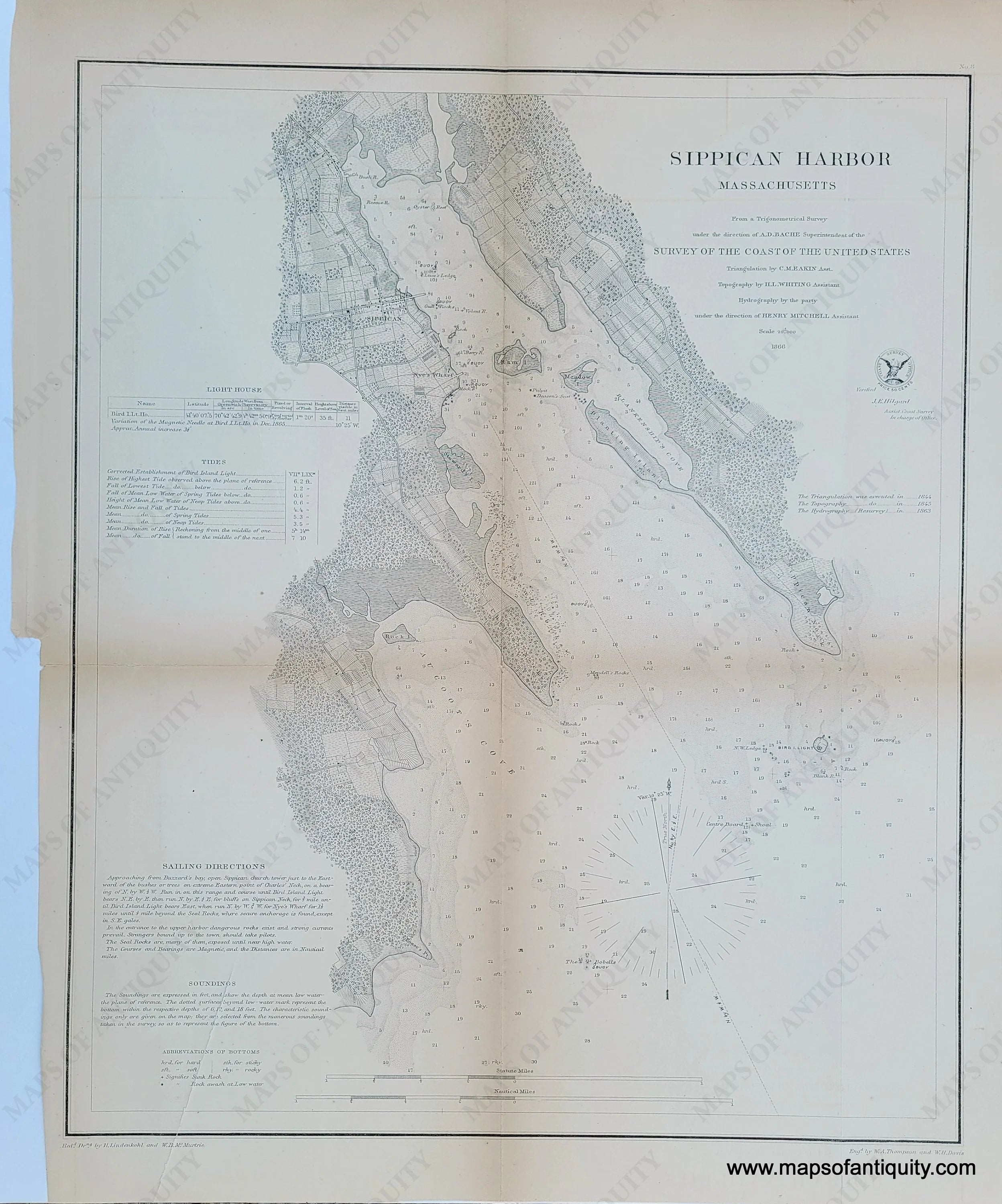 1866 - Sippican Harbor Massachusetts - Antique Chart – Maps of Antiquity