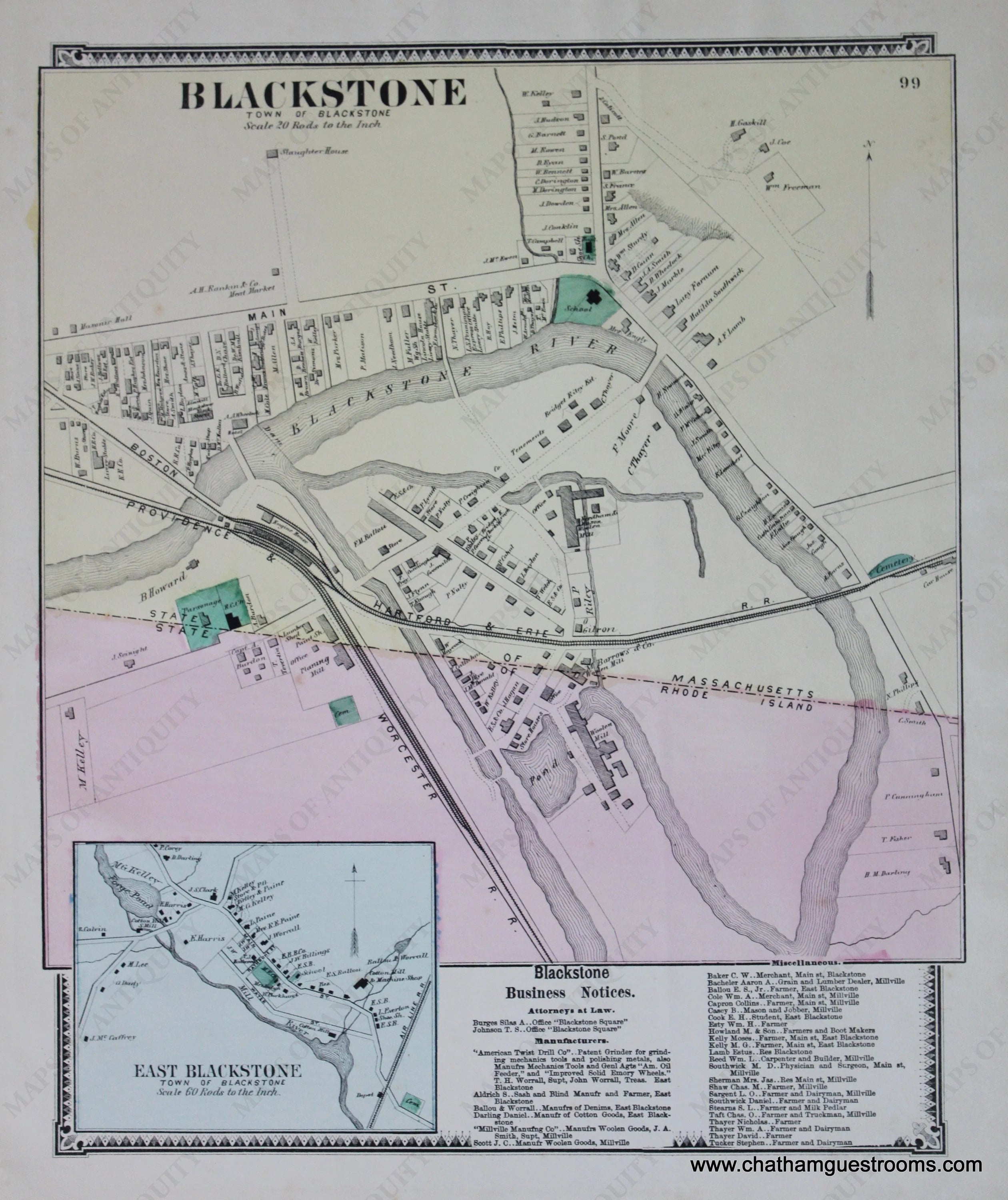 1870 - Blackstone p. 99 (MA) - Antique Map – Maps of Antiquity