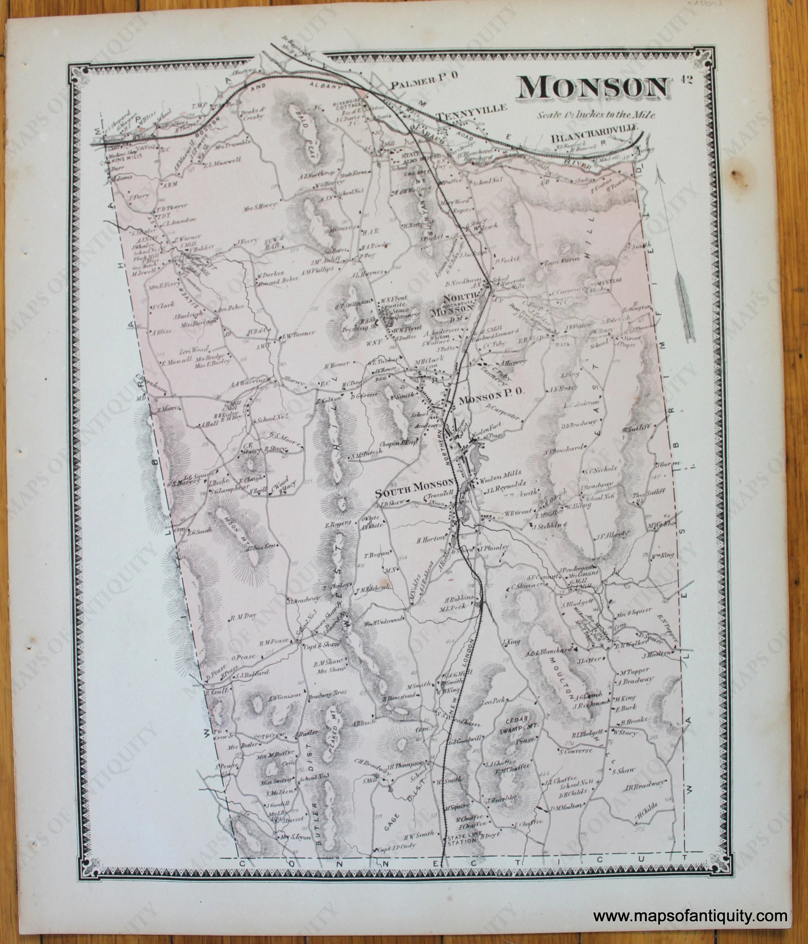 1870 - Monson p. 42 (MA) - Antique Map – Maps of Antiquity