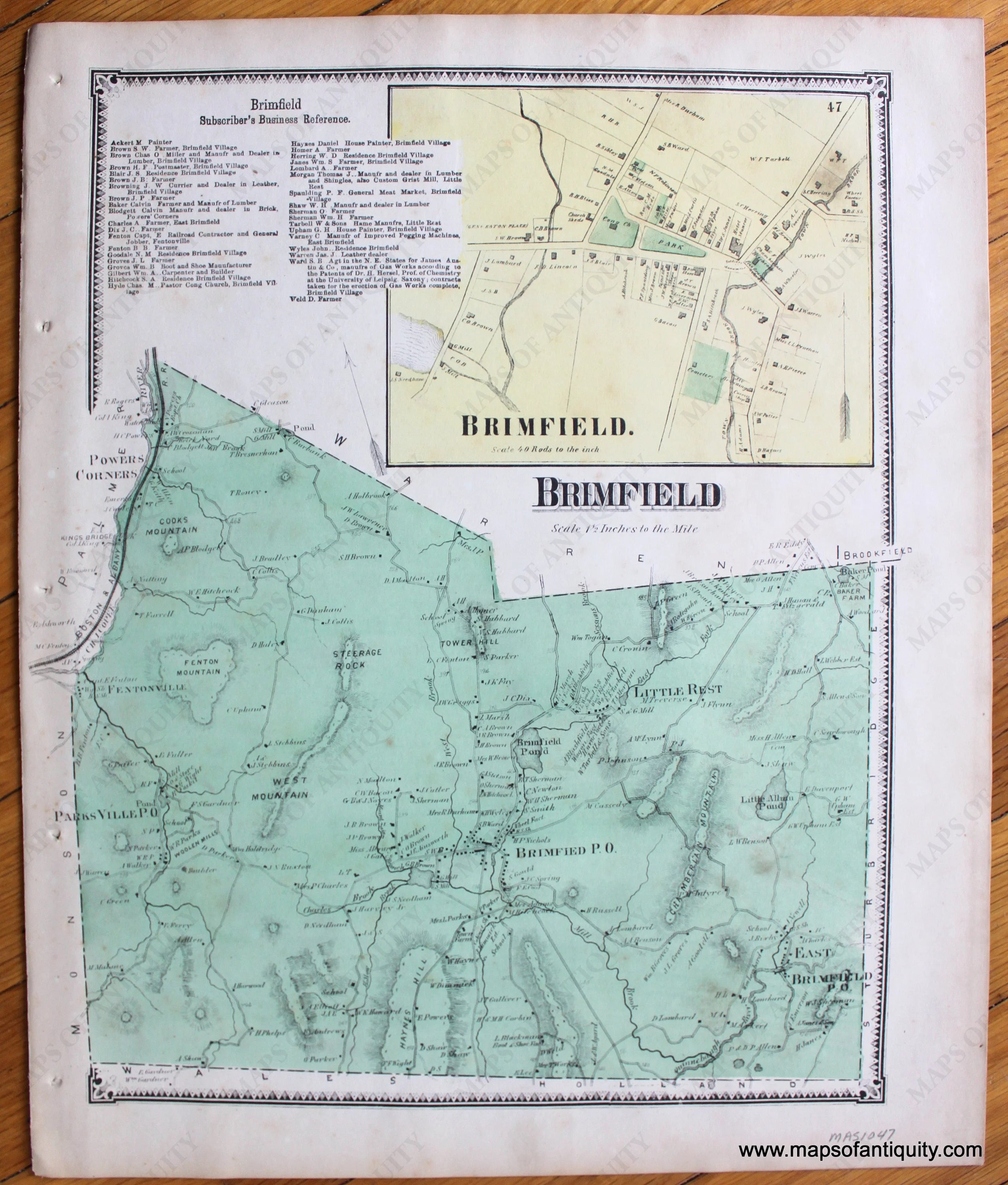 1870 - Brimfield p. 47 (MA) - Antique Map – Maps of Antiquity