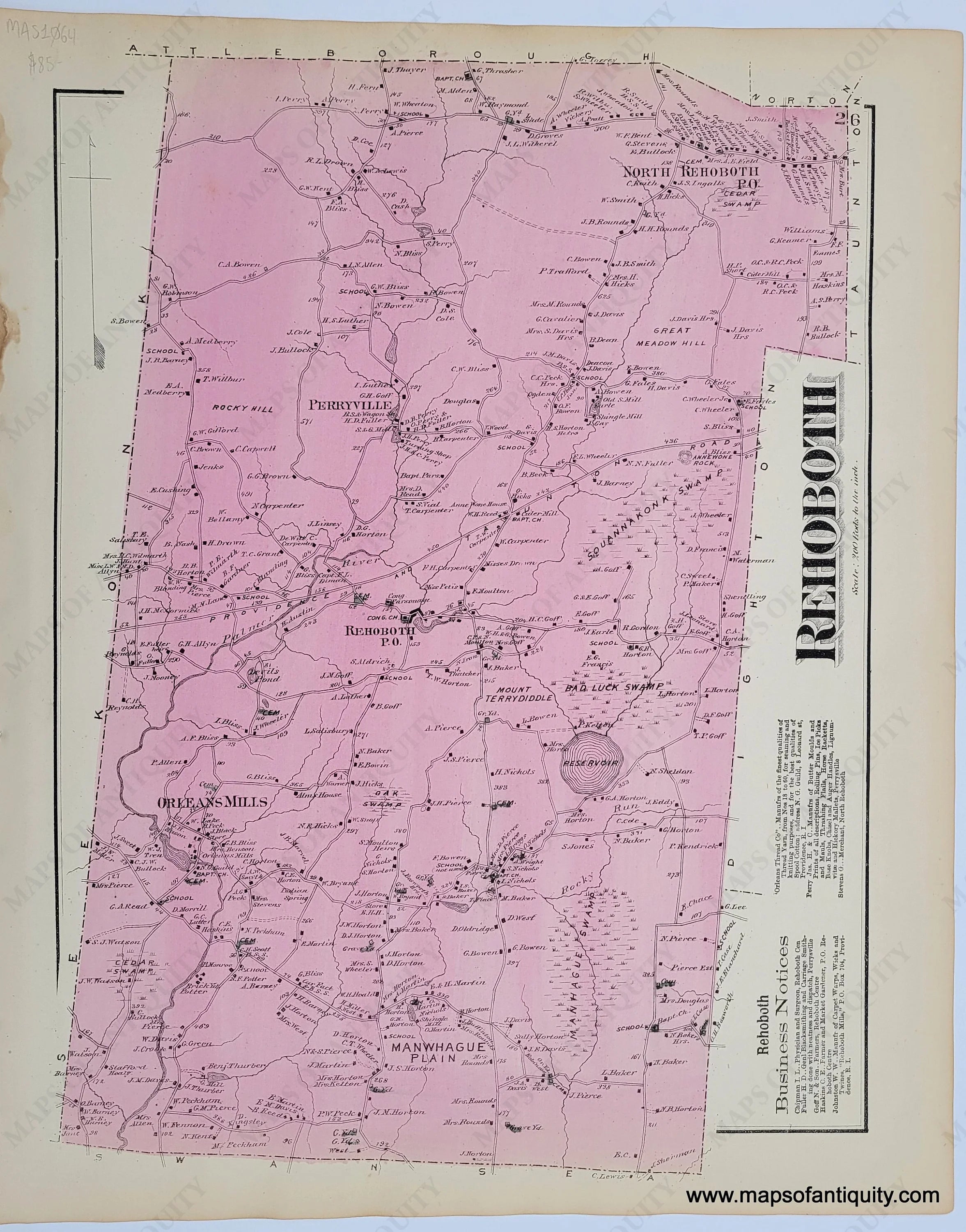 1871 - Rehoboth p. 26 (MA) - Antique Map – Maps of Antiquity