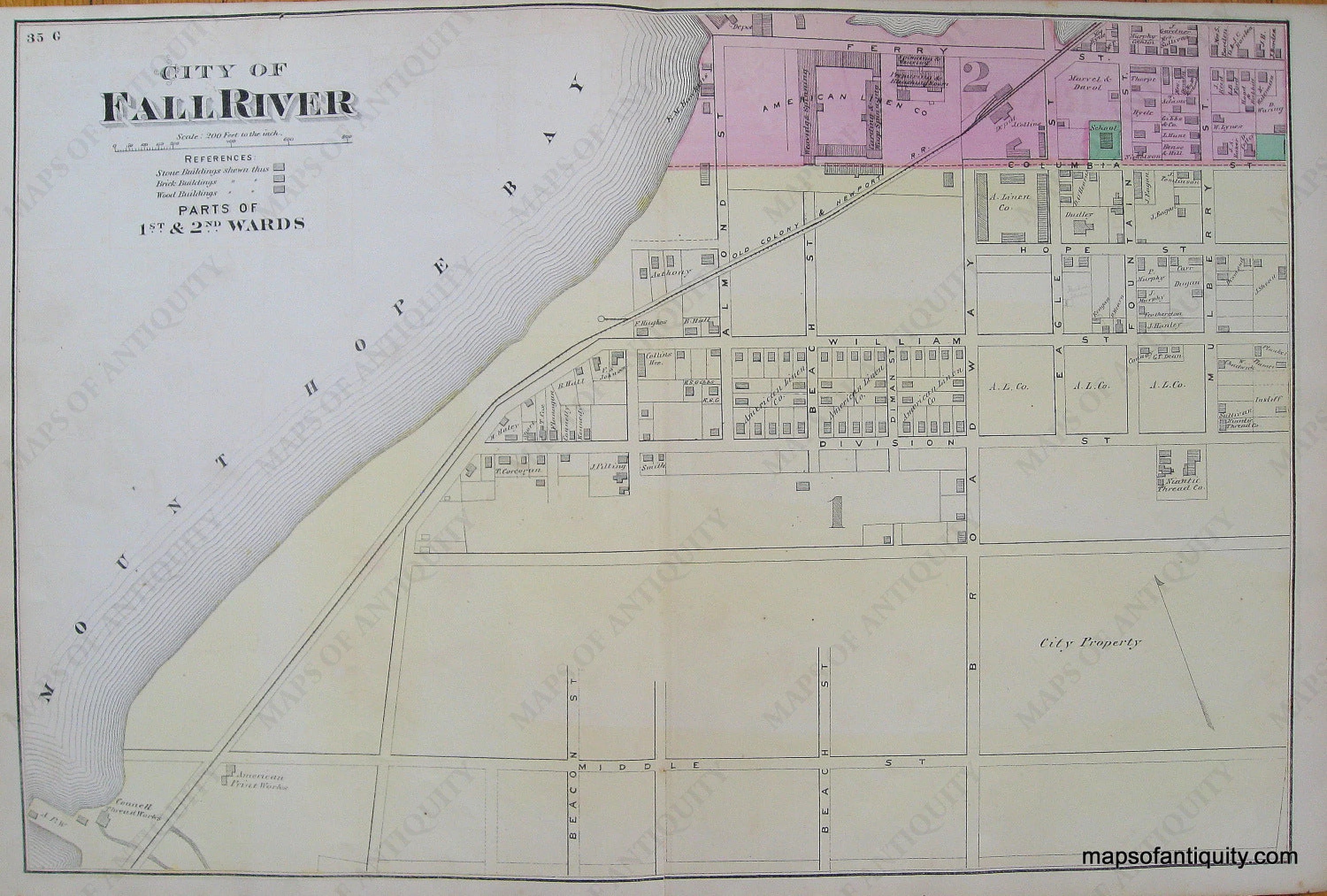 1871 - City of Fall River, Parts of 1st and 2nd Wards p. 35G (MA) - An ...