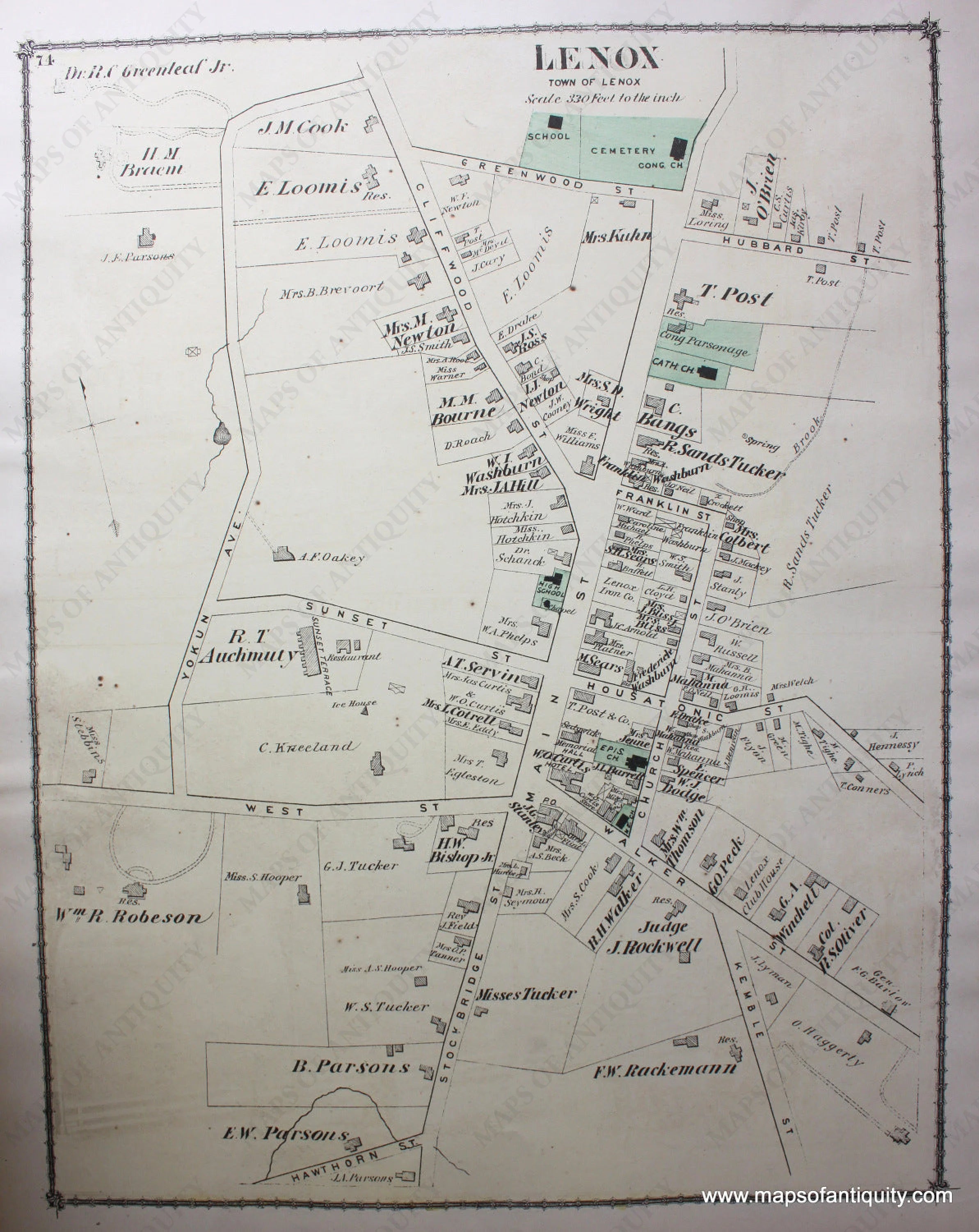 1876 - Lenox p. 74 (MA) - Antique Map – Maps of Antiquity