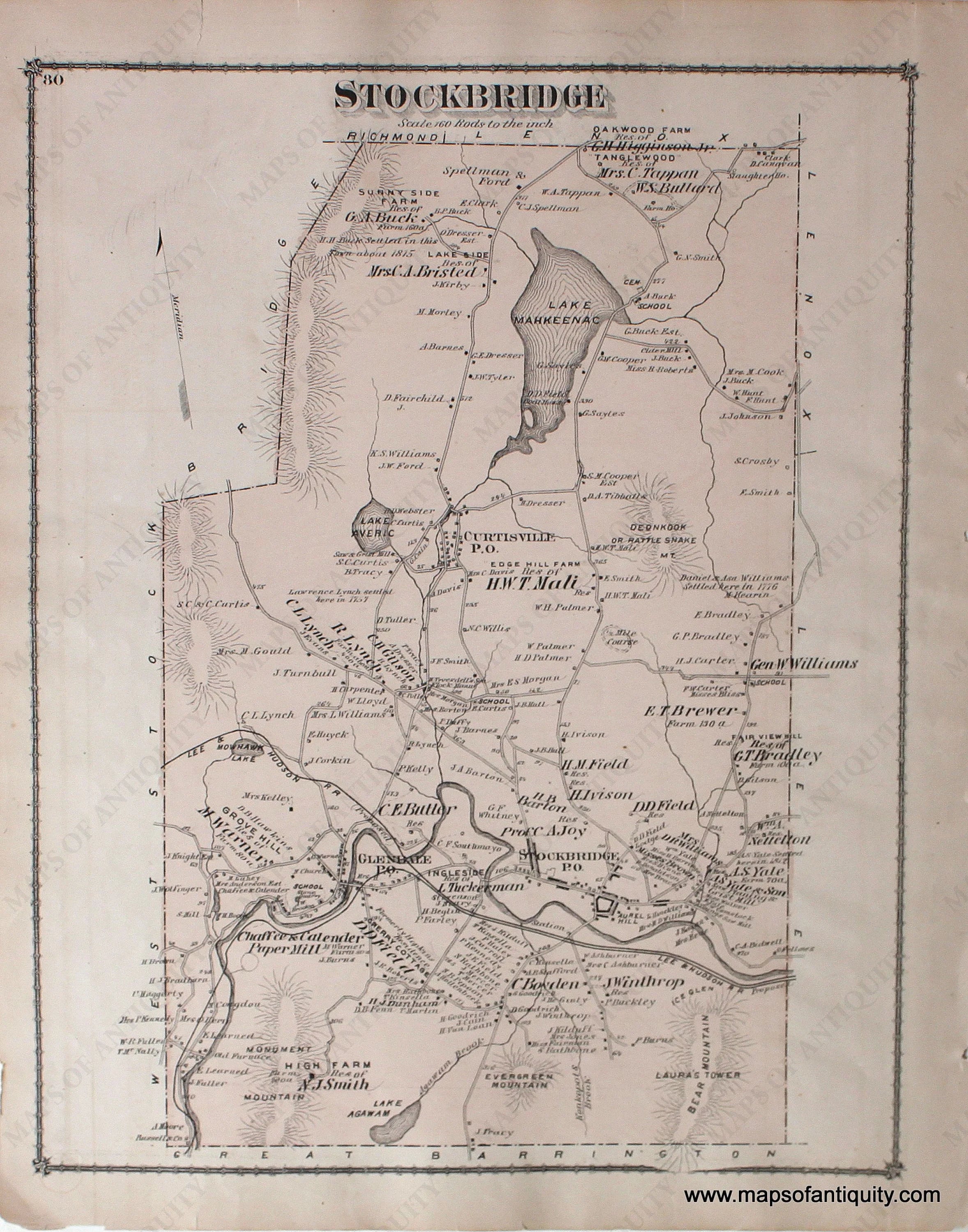 1876 - Stockbridge p. 80 (MA) - Antique Map – Maps of Antiquity