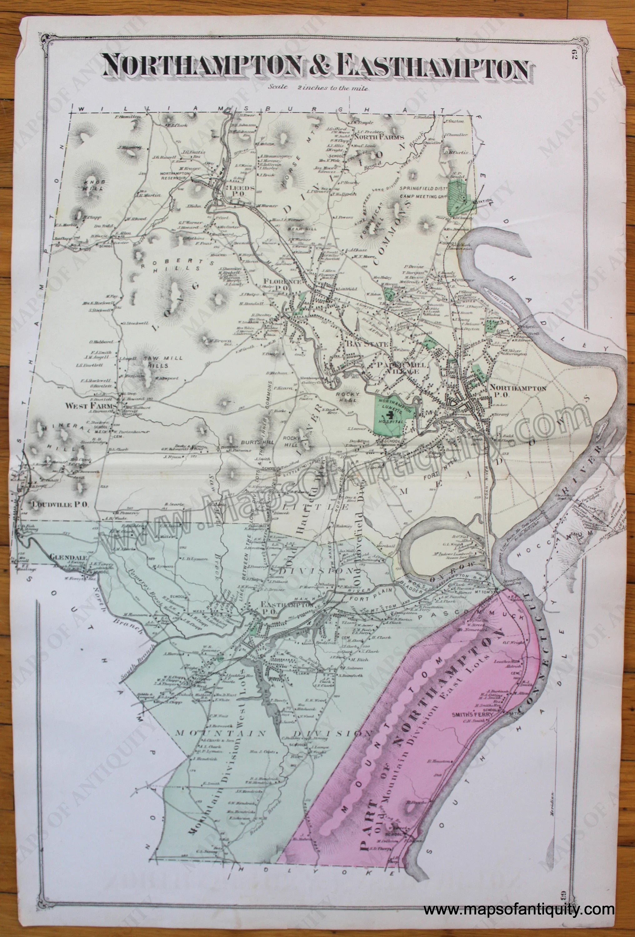 1873 - Northampton and Easthampton pp. 62-63 (MA) - Antique Map – Maps ...