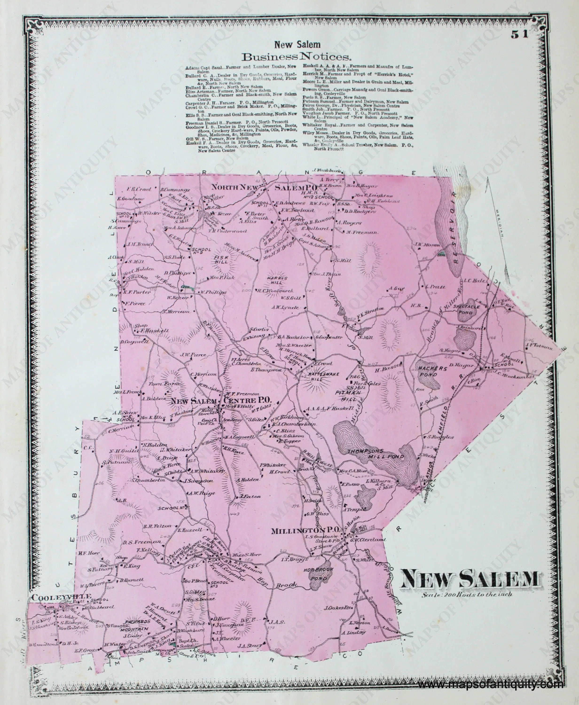 1871 - New Salem p. 51 (MA) - Antique Map – Maps of Antiquity