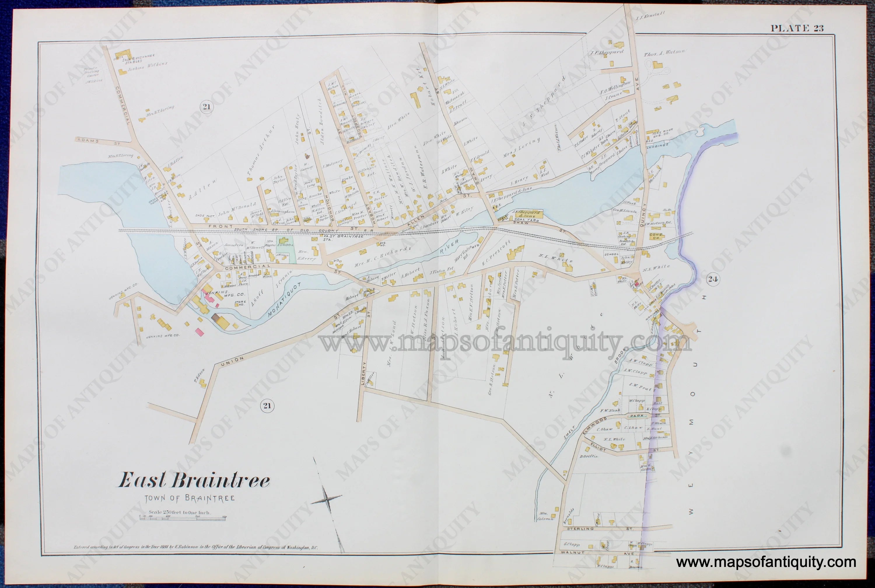 1888 - East Braintree, MA, Plate 23 - Antique Map – Maps of Antiquity